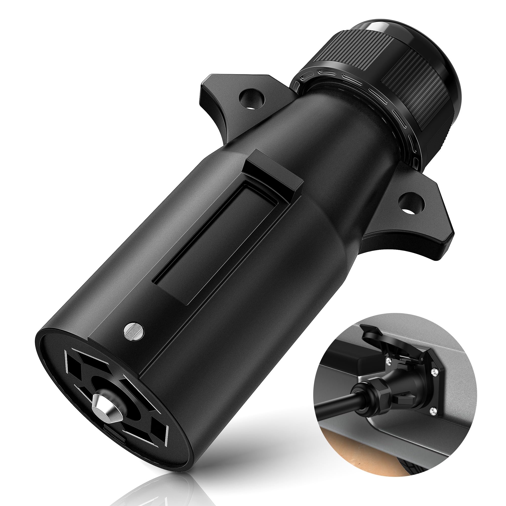 Amazon.com: SnowyFox RV 7 Pin Trailer Plug, 7 Way Blade Round Connector ...