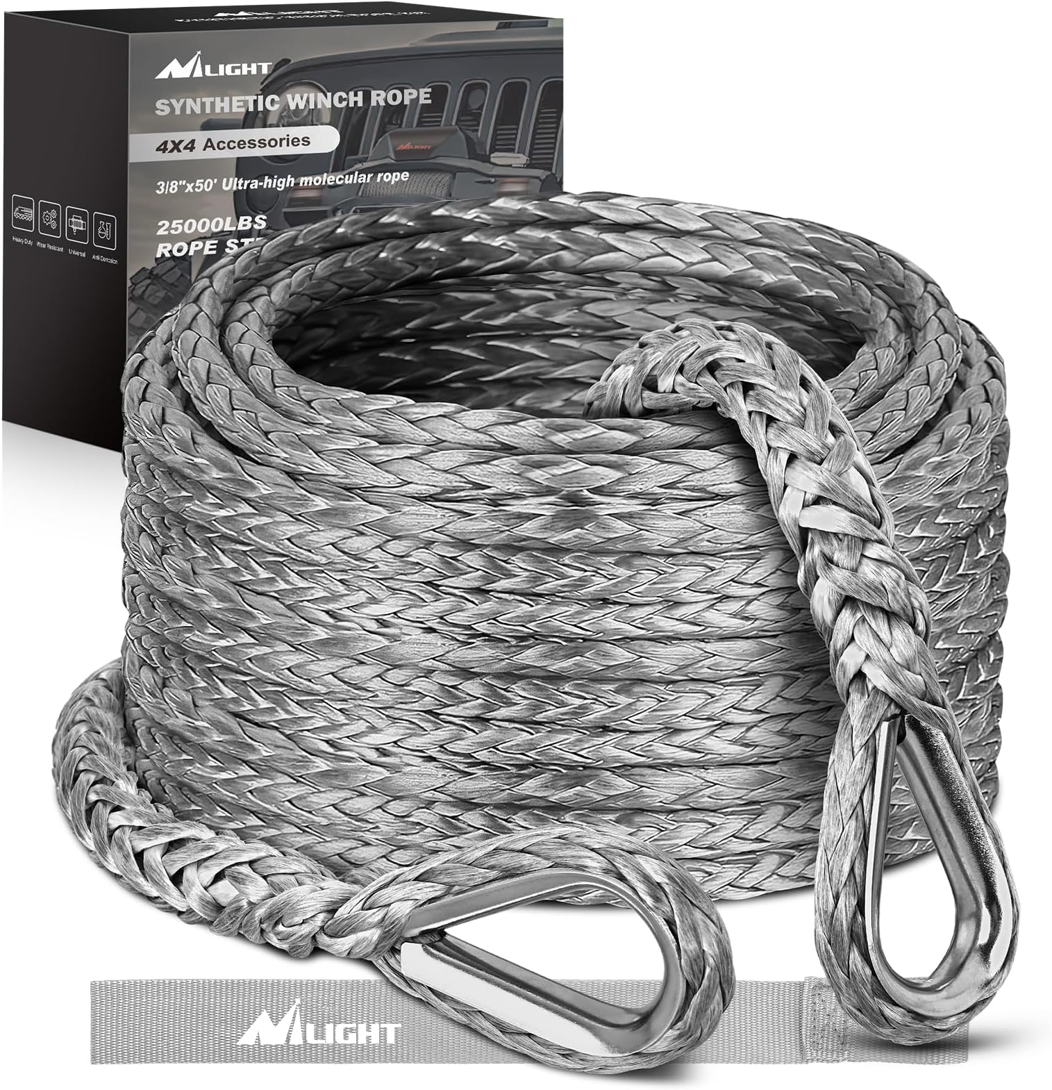Amazon.com: Nilight Synthetic Winch Rope Extension 3/8 Inch x 50 Feet ...