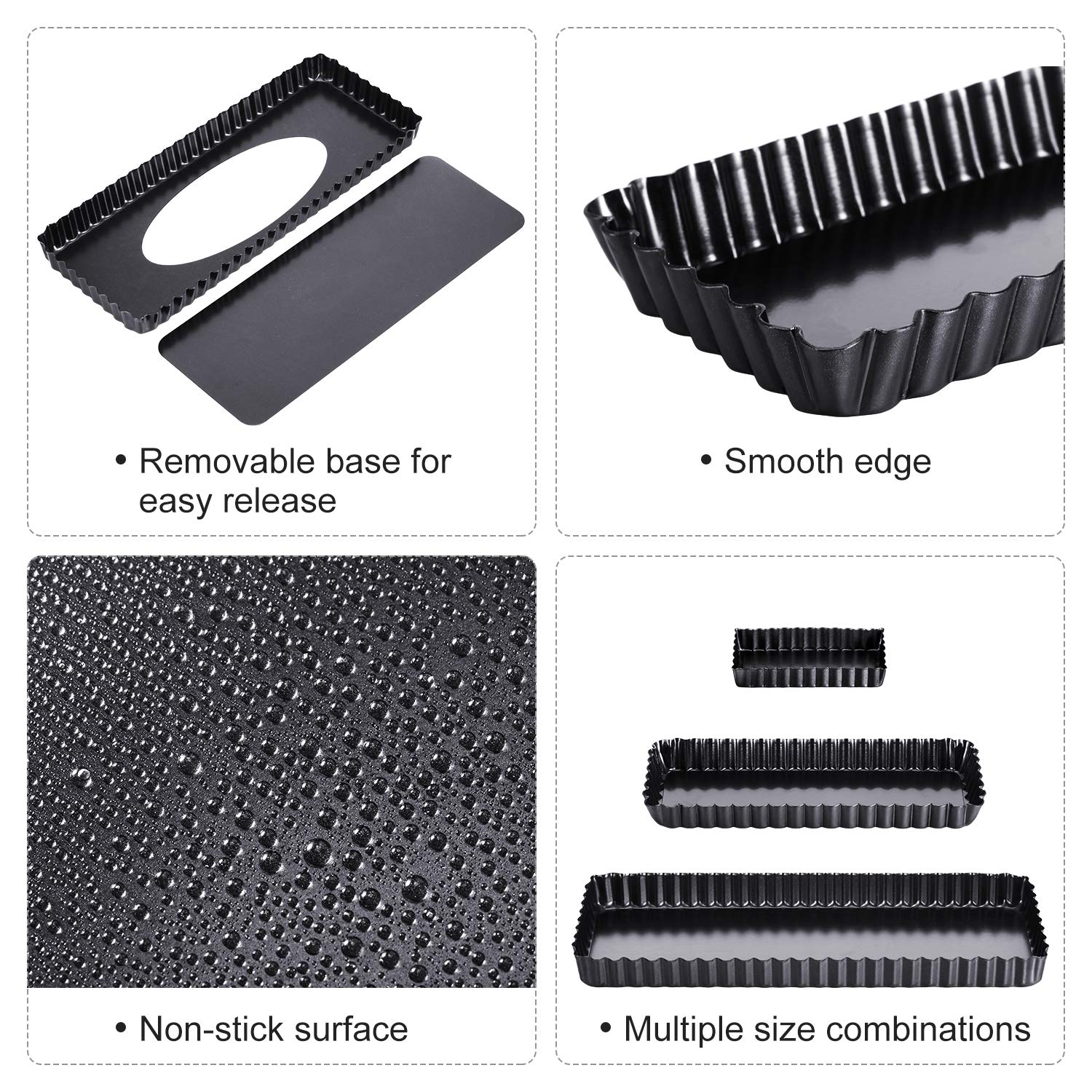 Rectangle Tart Pan With Removable Bottom 14 Inch - Nonstick Baking Pan ...
