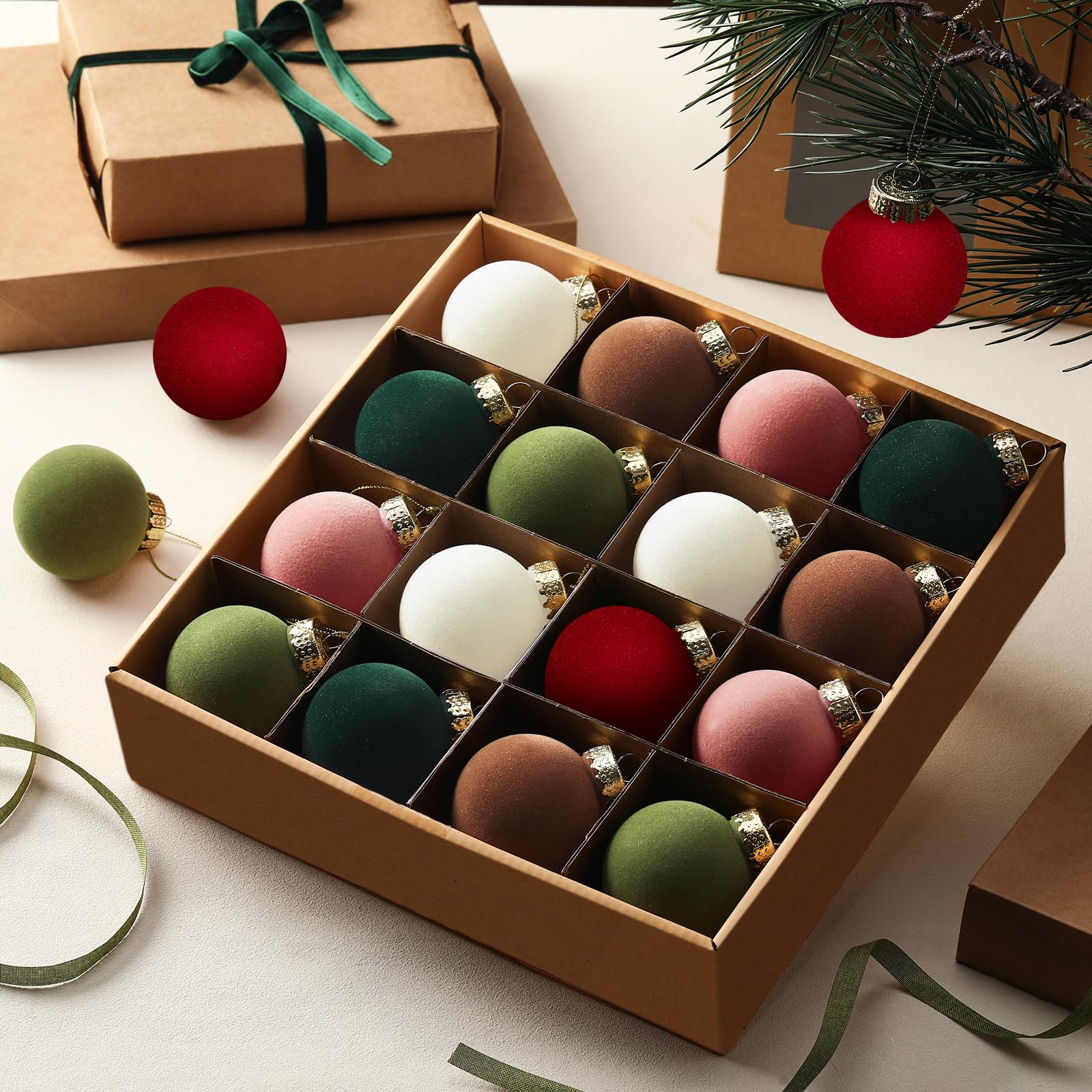 Amazon.com: PullCrease Velvet Christmas Ball Bulk Flocked Christmas ...