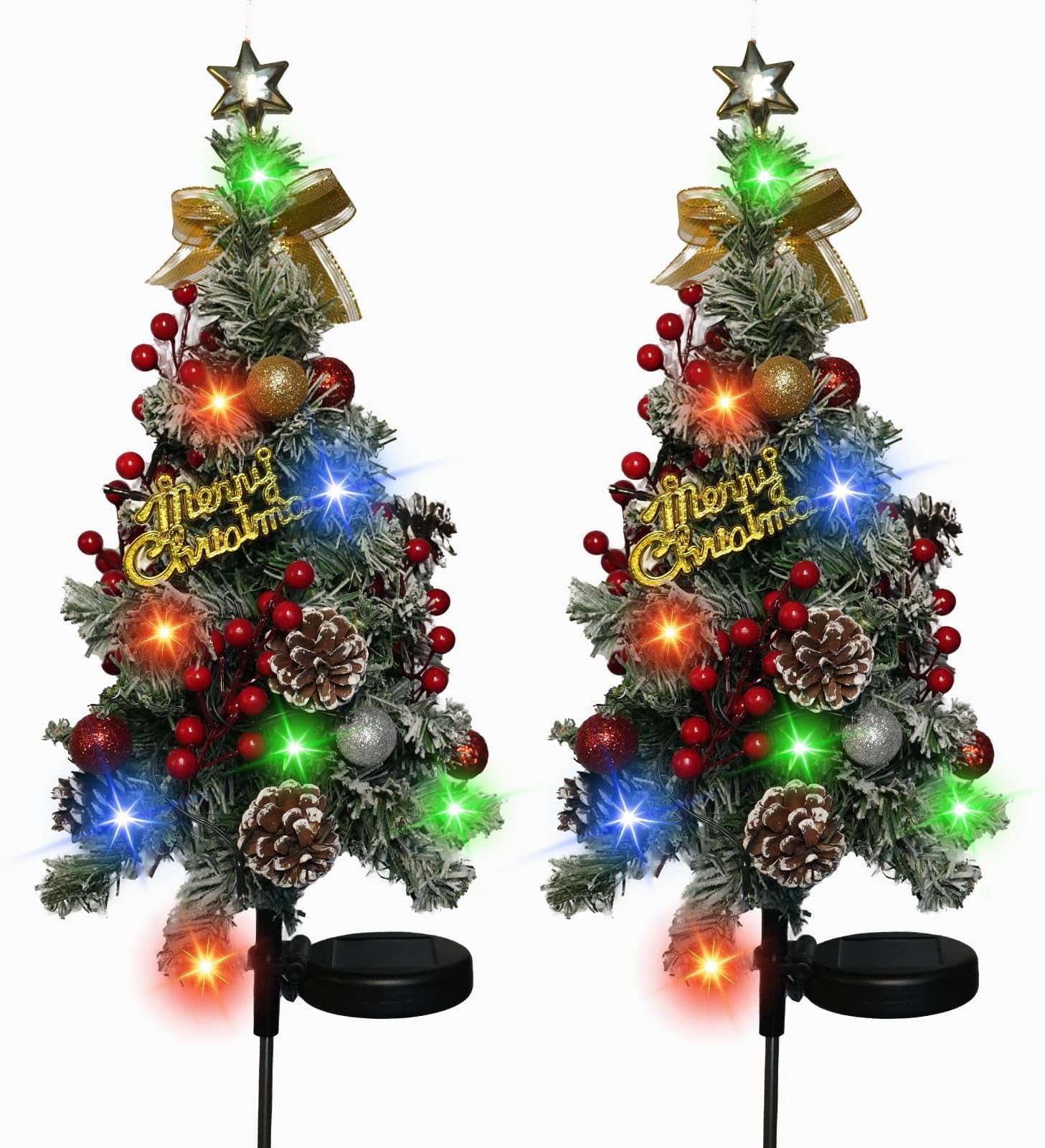 Amazon.com: Mukum 2 Pack 32 inch Solar Xmas Tree Light Outdoor Tree ...