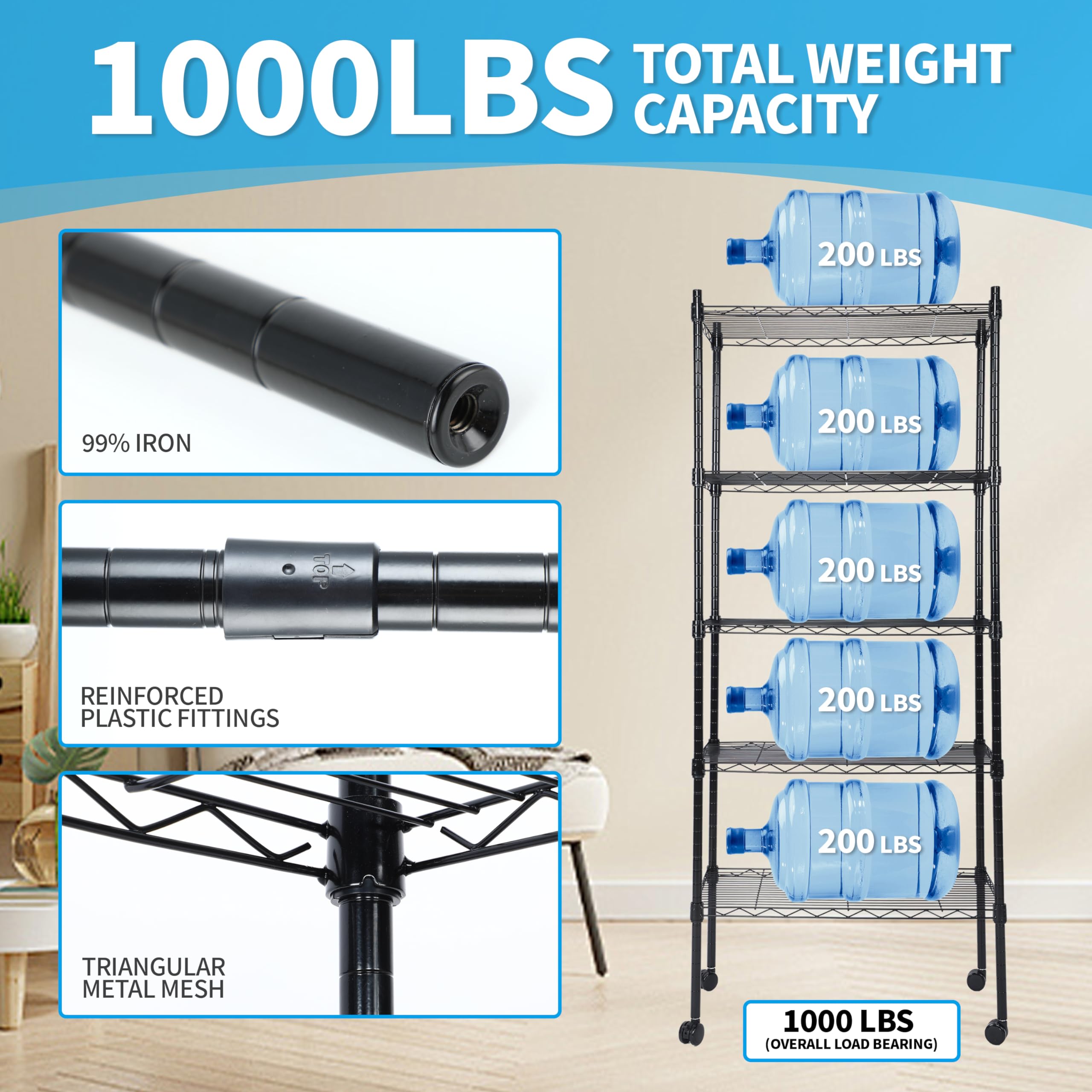 Snapklik.com : YSSOA Healsmart 5-Tier Heavy Duty Shelving Units ...