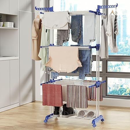 Amazon.com: Rbitroise Clothes Drying Rack, Oversized 4-Tier Foldable ...