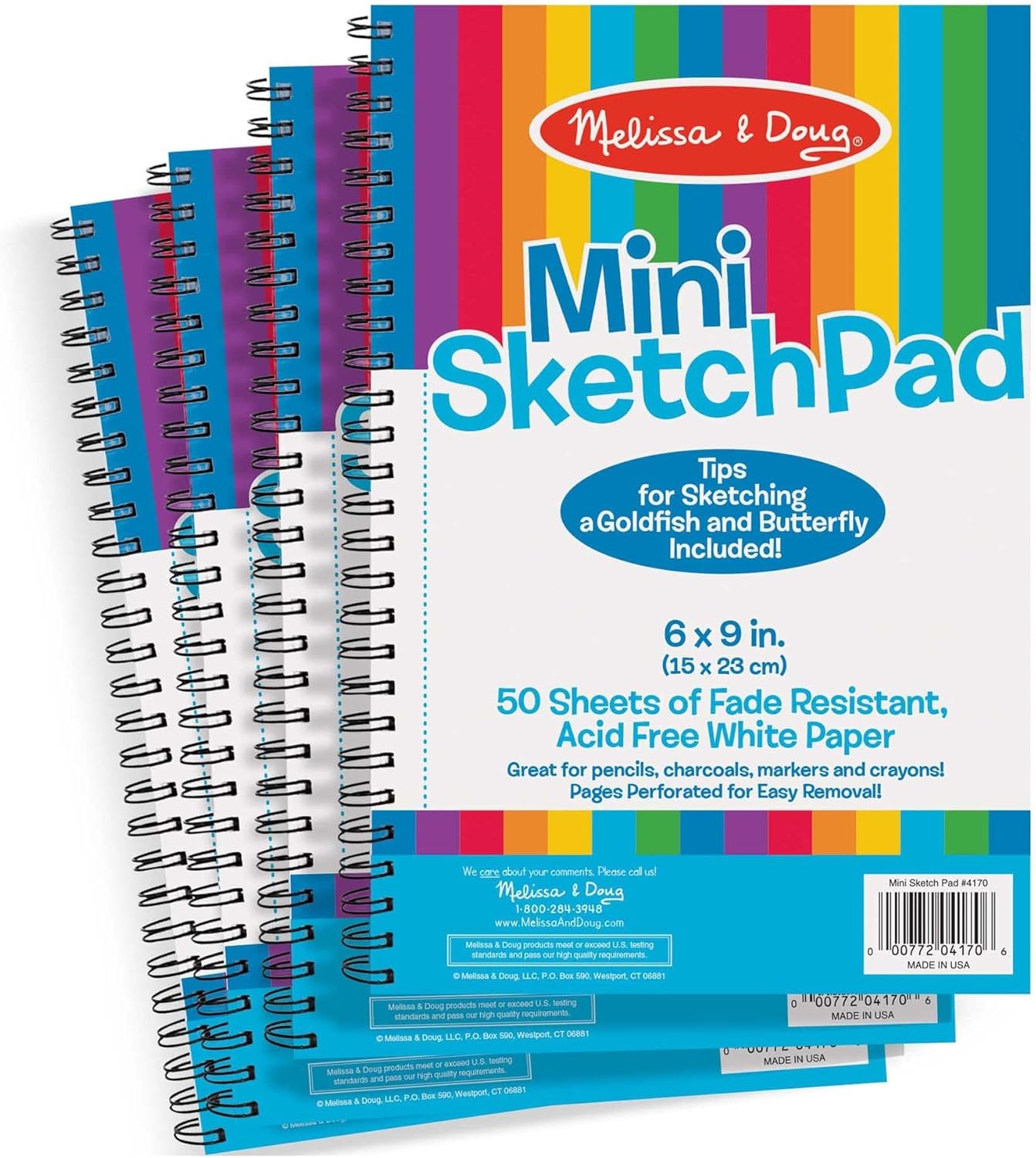 Melissa & Doug Mini-Sketch Spiral-Bound Pad (15 x 23 cm) - 4-Pack ...