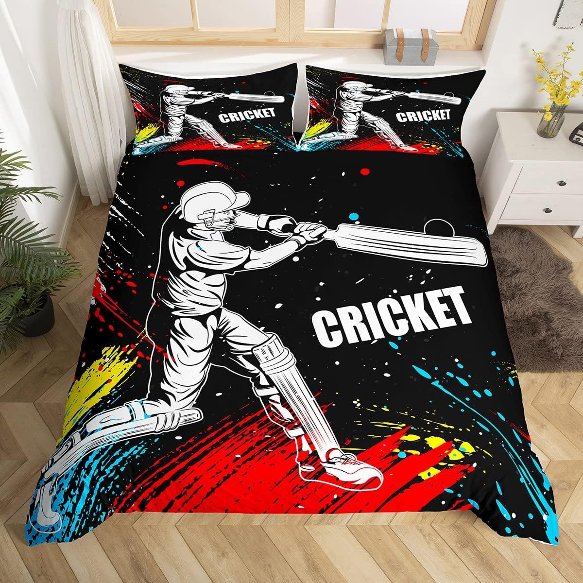 Loussiesd Cricket Player Bedding Set for Girls Boys Children Sports ...