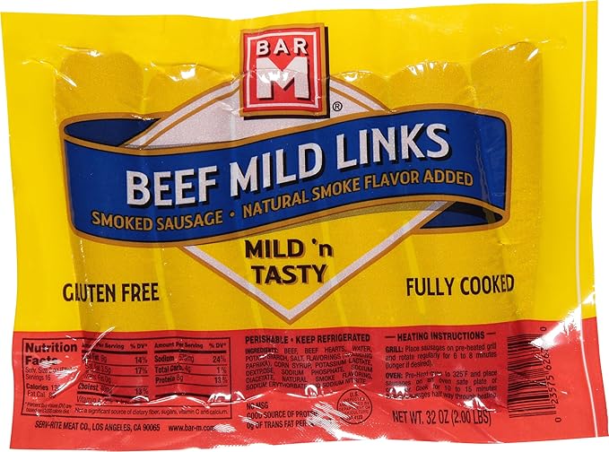 Amazon.com: Bar-M, Beef Mild Links, 32 Ounce : Grocery & Gourmet Food