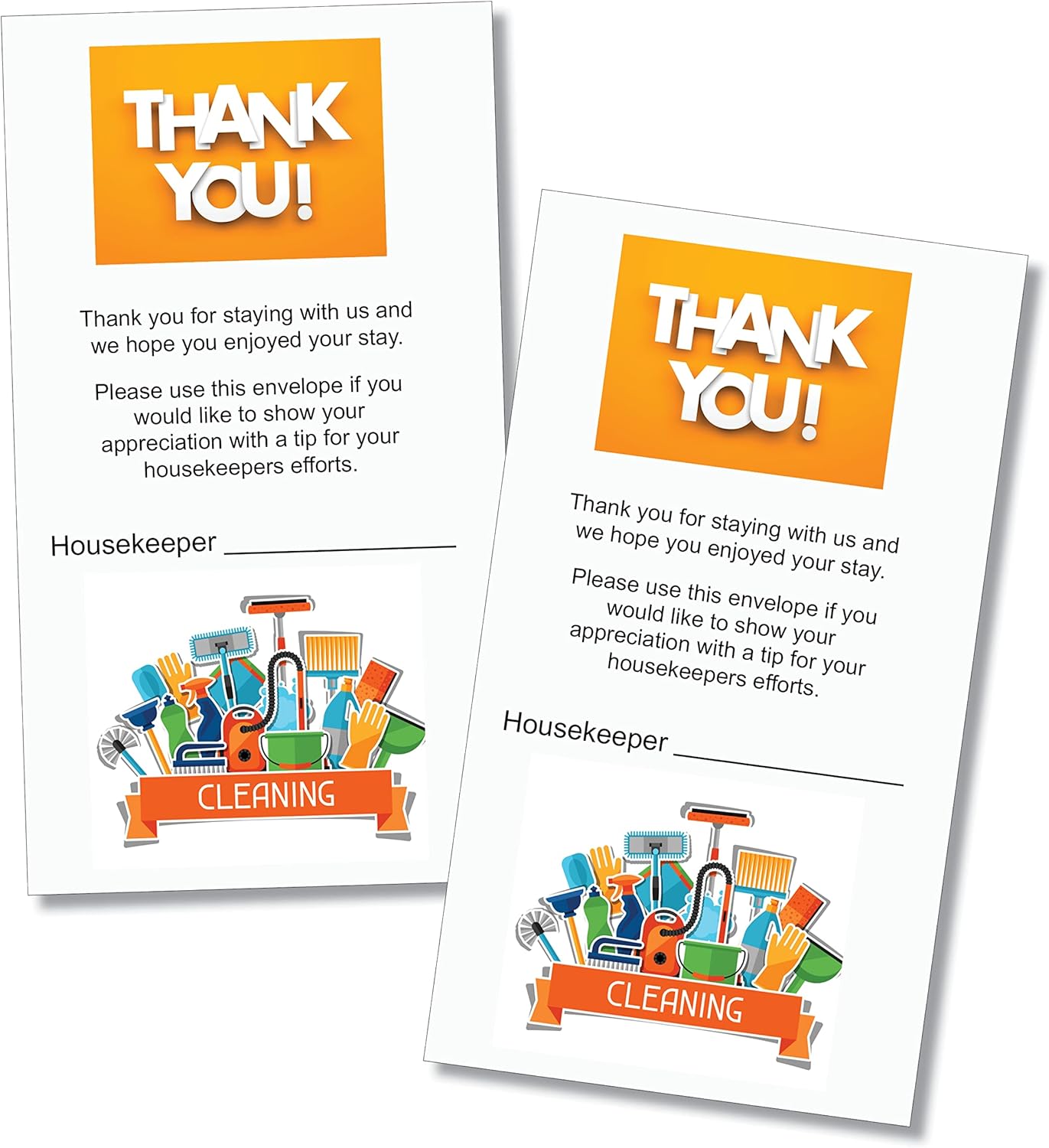 Amazon.com : 100 Housekeeping Motel Hotel Tip Envelopes for Cash or ...