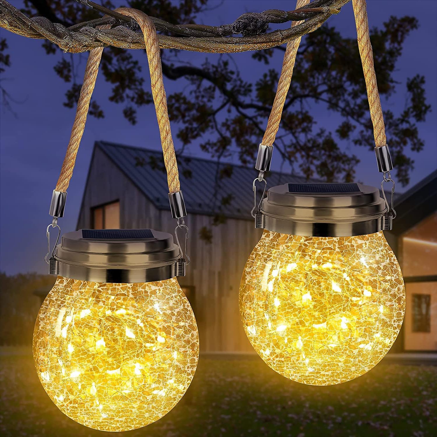 Amazon.com: ROSHWEY Solar Lantern, 2 Pack Garden Decor Lights ...