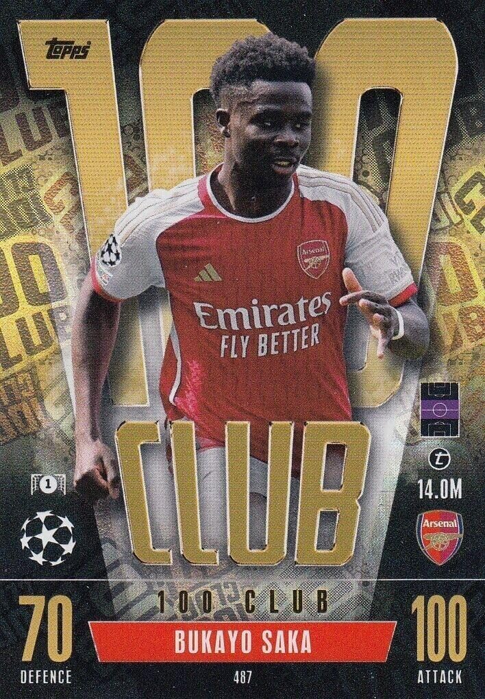 Topps Match Attax 2023 2024 Bukayo Saka 100 Hundred Club Trading Card : Amazon.co.uk: Sports ...