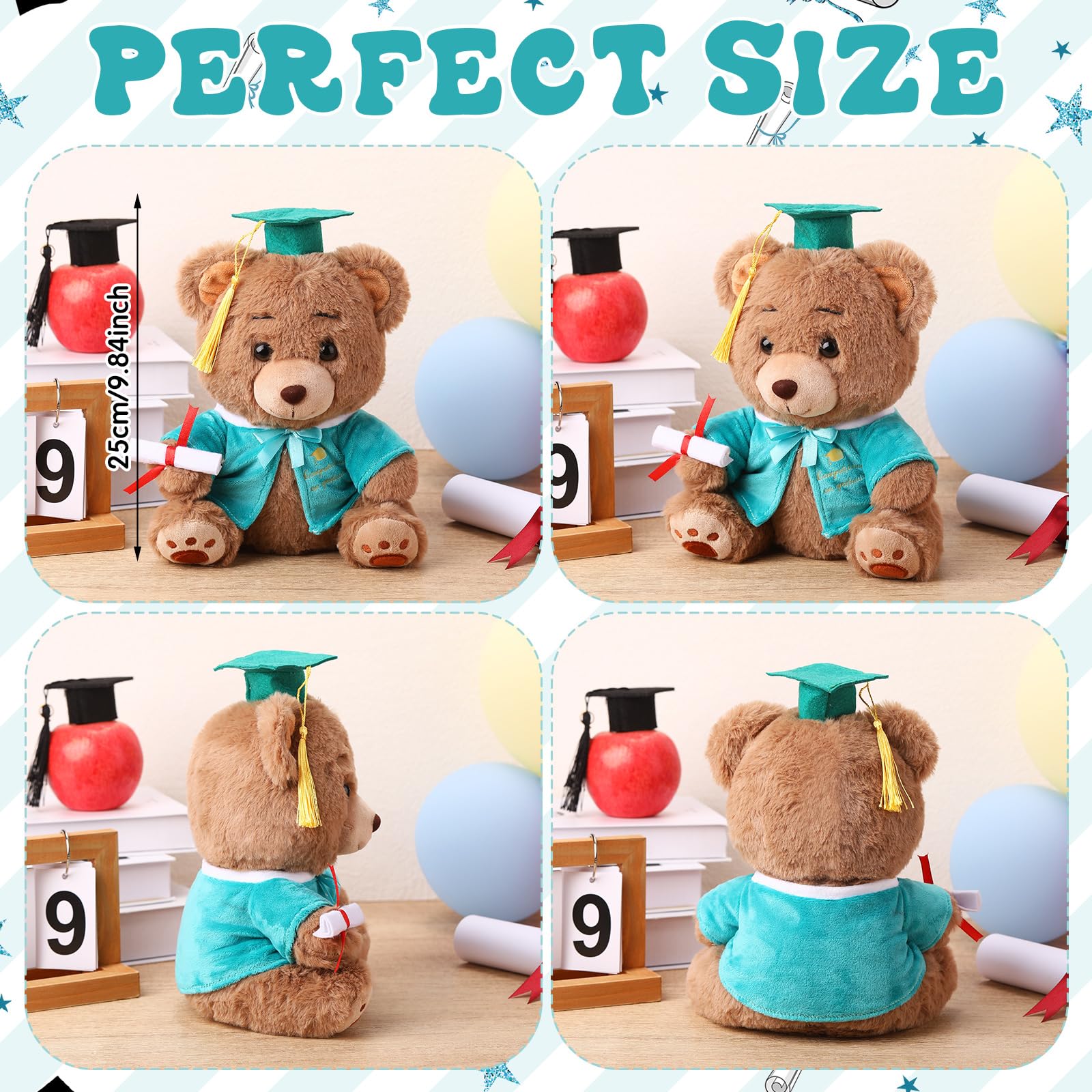 Snapklik.com : Deekin 10 Inch Graduation Bears Stuffed Animal Class Of 2025 Plush Bear In Black ...