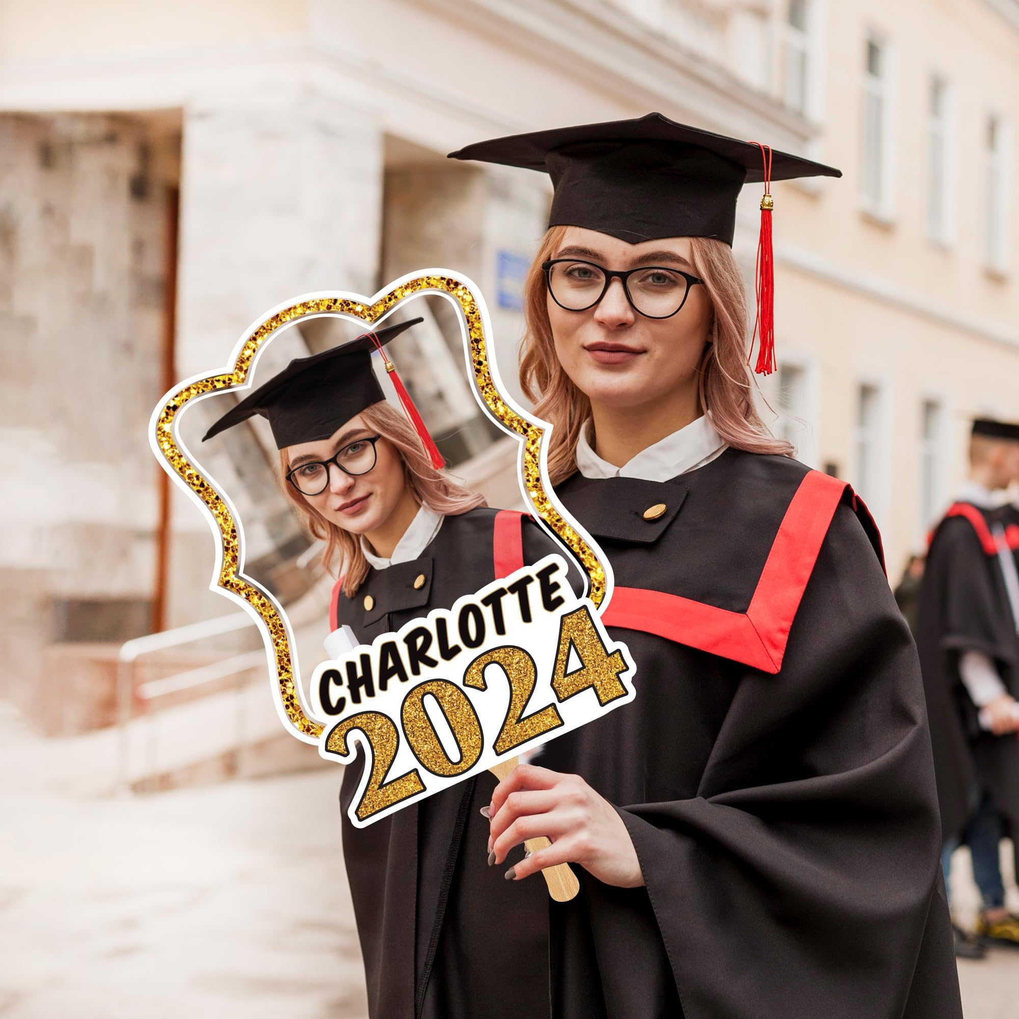 Amazon.com: Heads on a Stick Graduation Custom Face Hand Fans with ...