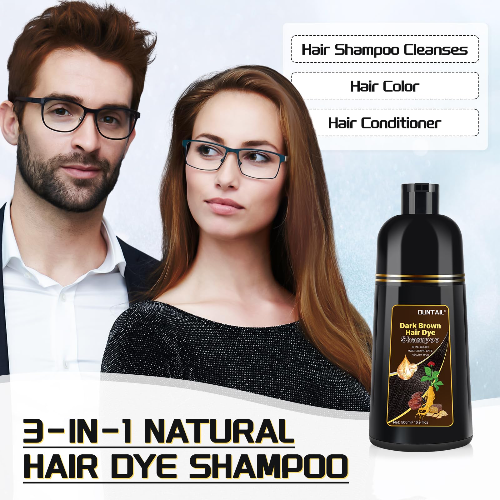 Snapklik.com : Bablabear Instant Gray Hair Color Shampoo 500ML - 3 In 1 ...