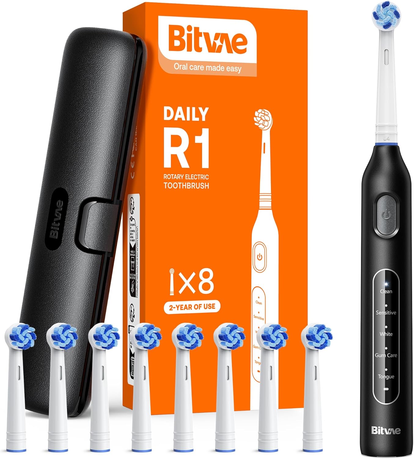 Bitvae Rotating Electric Toothbrush with 8 Brush Heads for Adults and ...