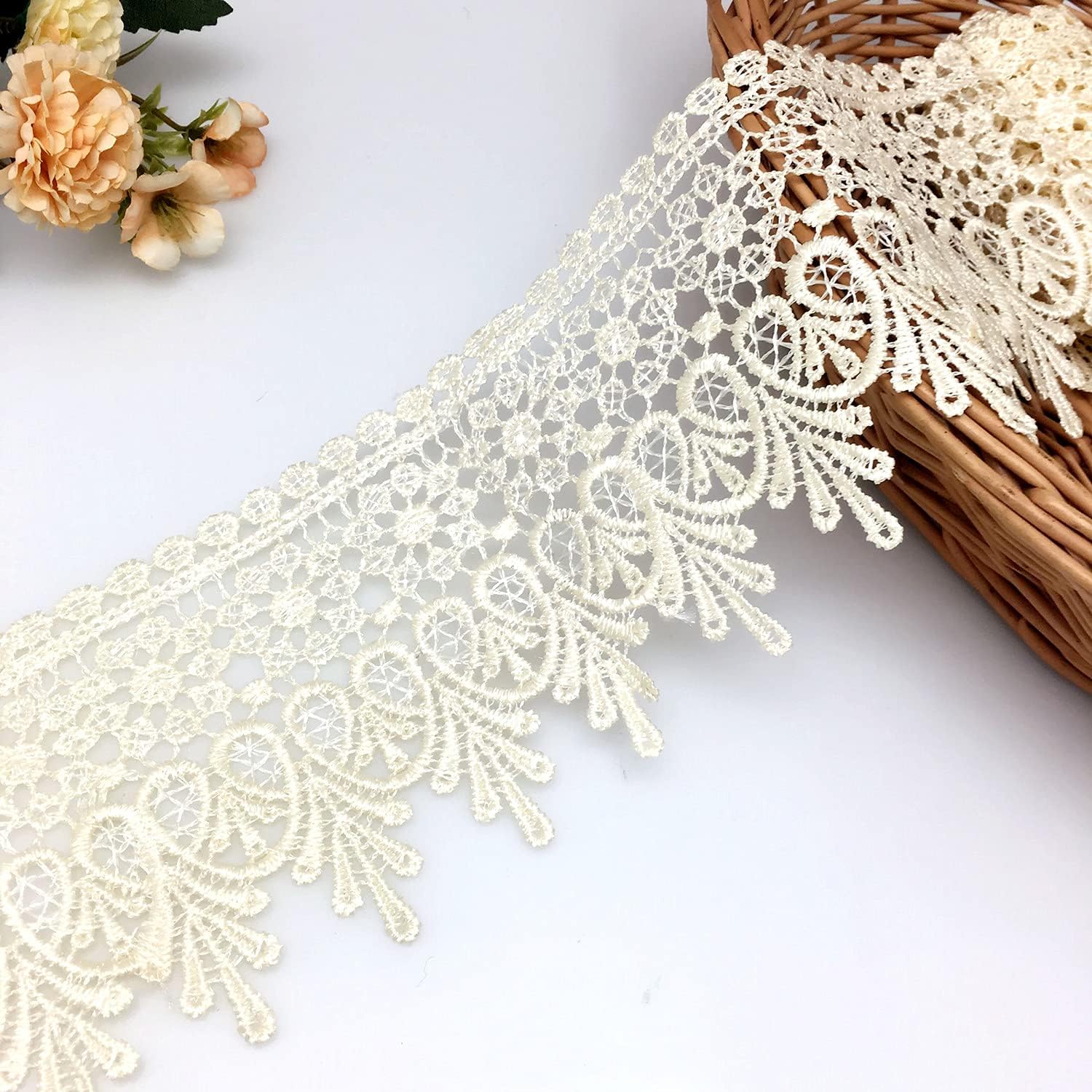 Amazon.com: 9CM Wide Lace Trim Beautiful Flower Embroidery Lace Triming ...