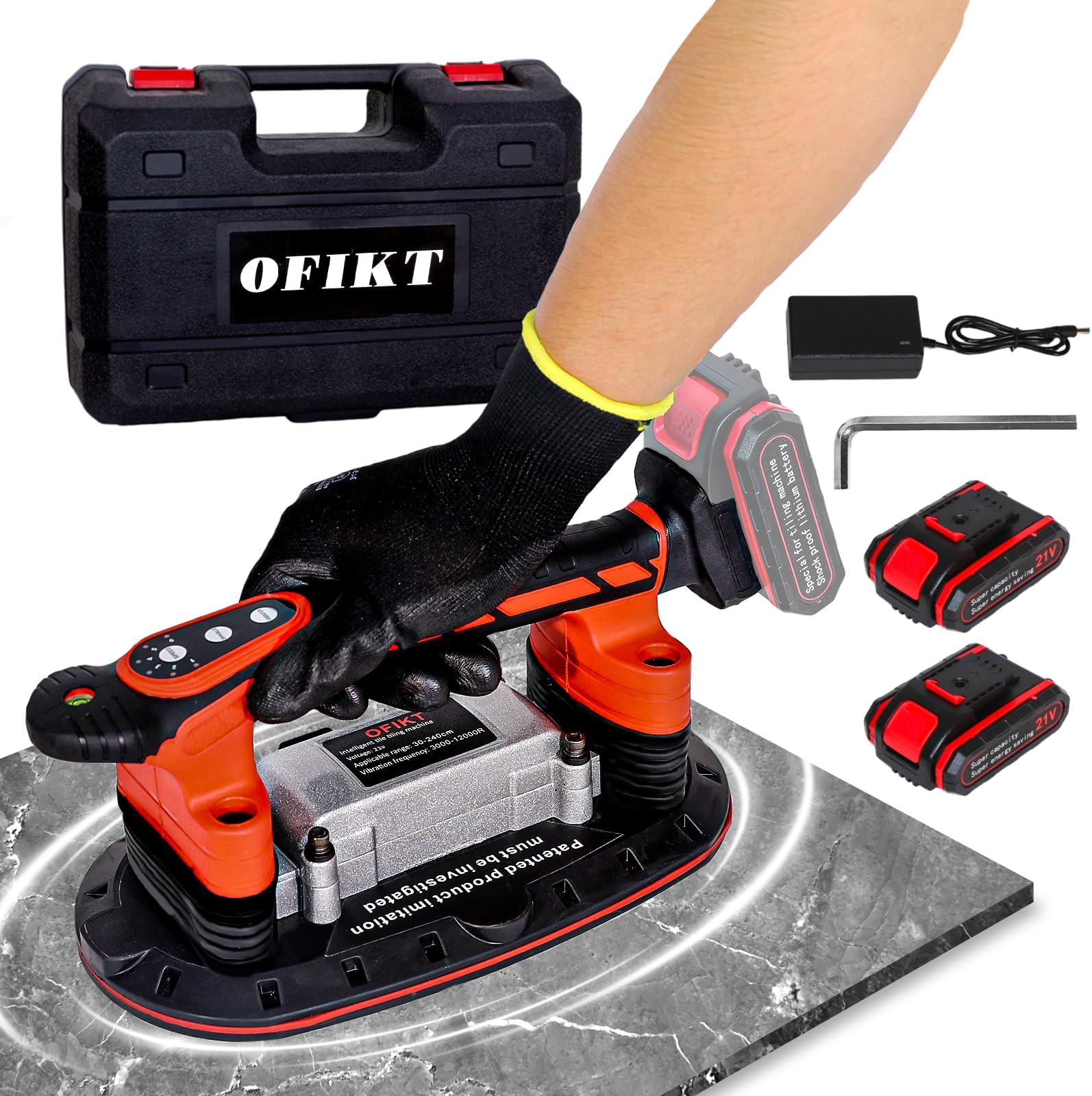 Tile Vibration Tool, 21V 12500mAh Hand-held Tile Vibrant Tool with ...