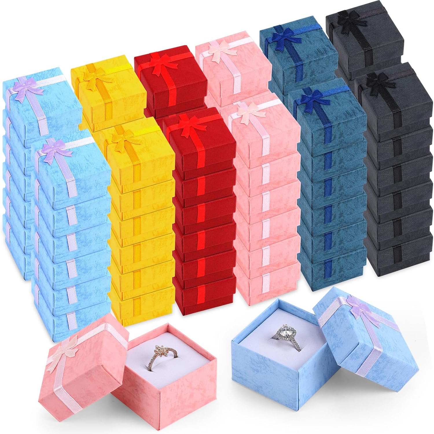 Amazon.com: 72 Pcs Bulk Ring Gift Boxes 2" x 2" Cardboard Jewelry Boxes ...