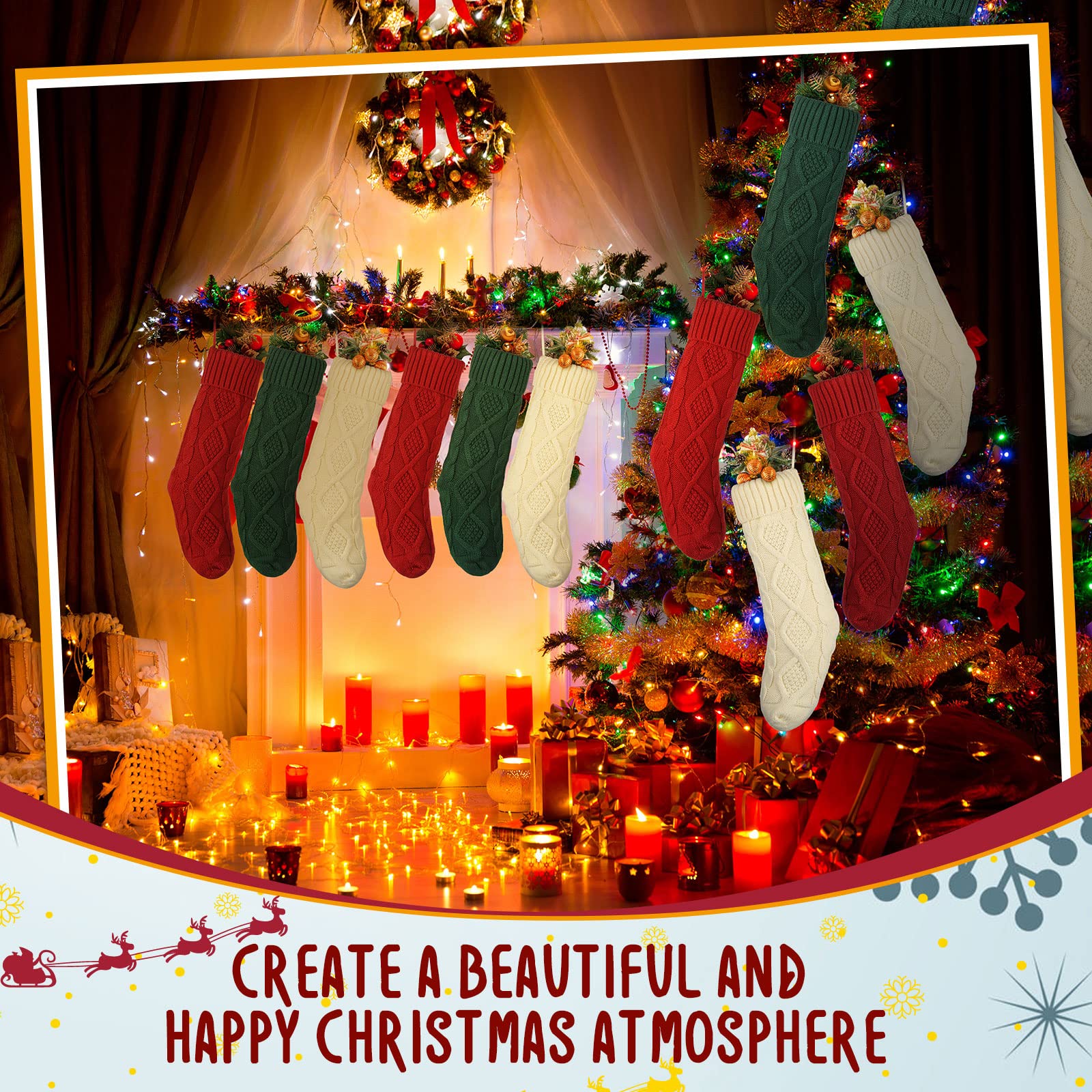 Jerify 20 Pcs18 Inch Christmas Stockings Handmade Knitted Christmas ...