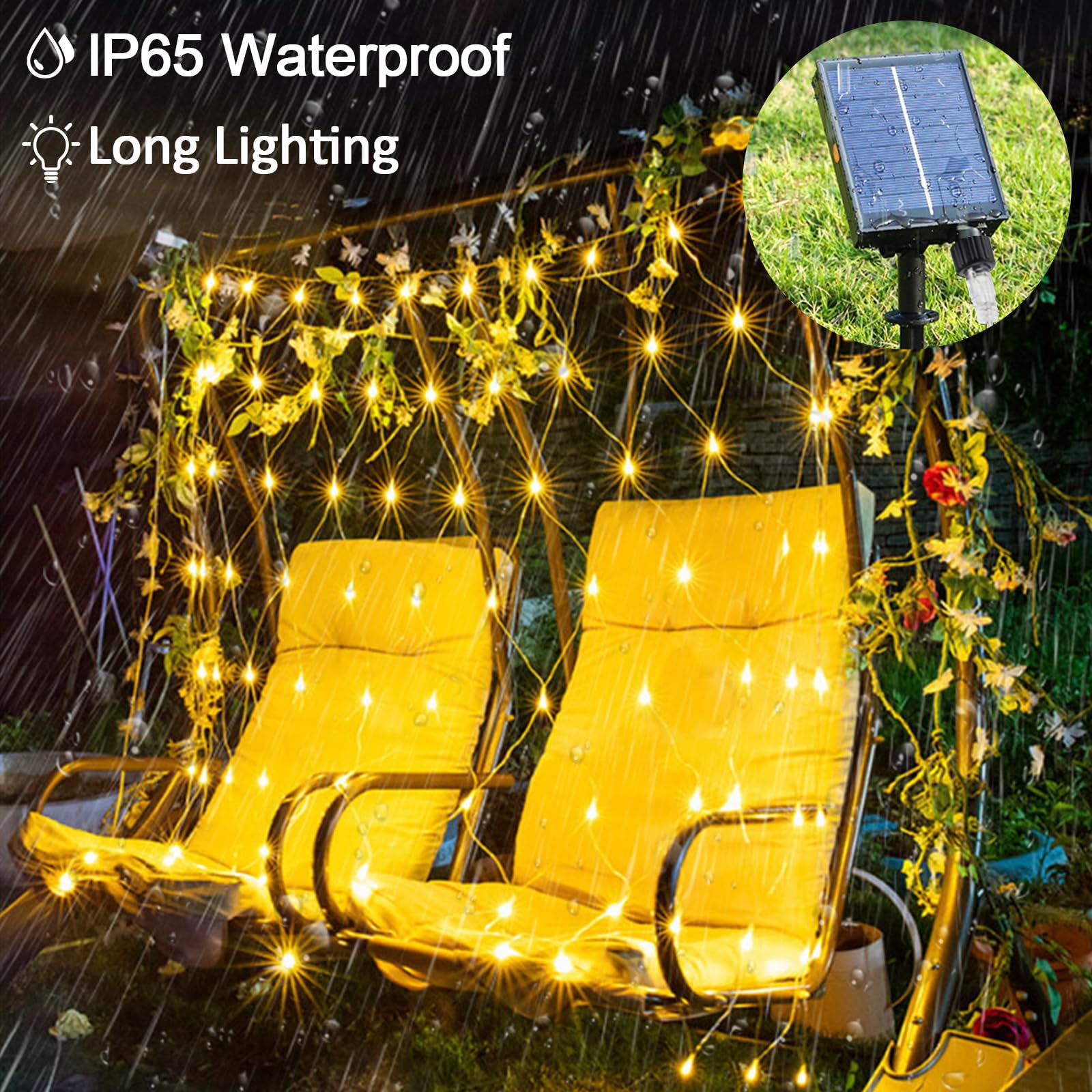 Micacorn Solar Net String Lights, 2 x 3M Mesh Fairy String Lights 8 ...