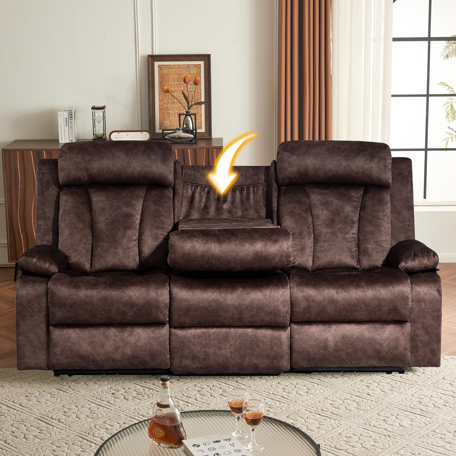 Amazon.com: PALLOME Electric Power Reclining Sofa w/Flipped Middle ...