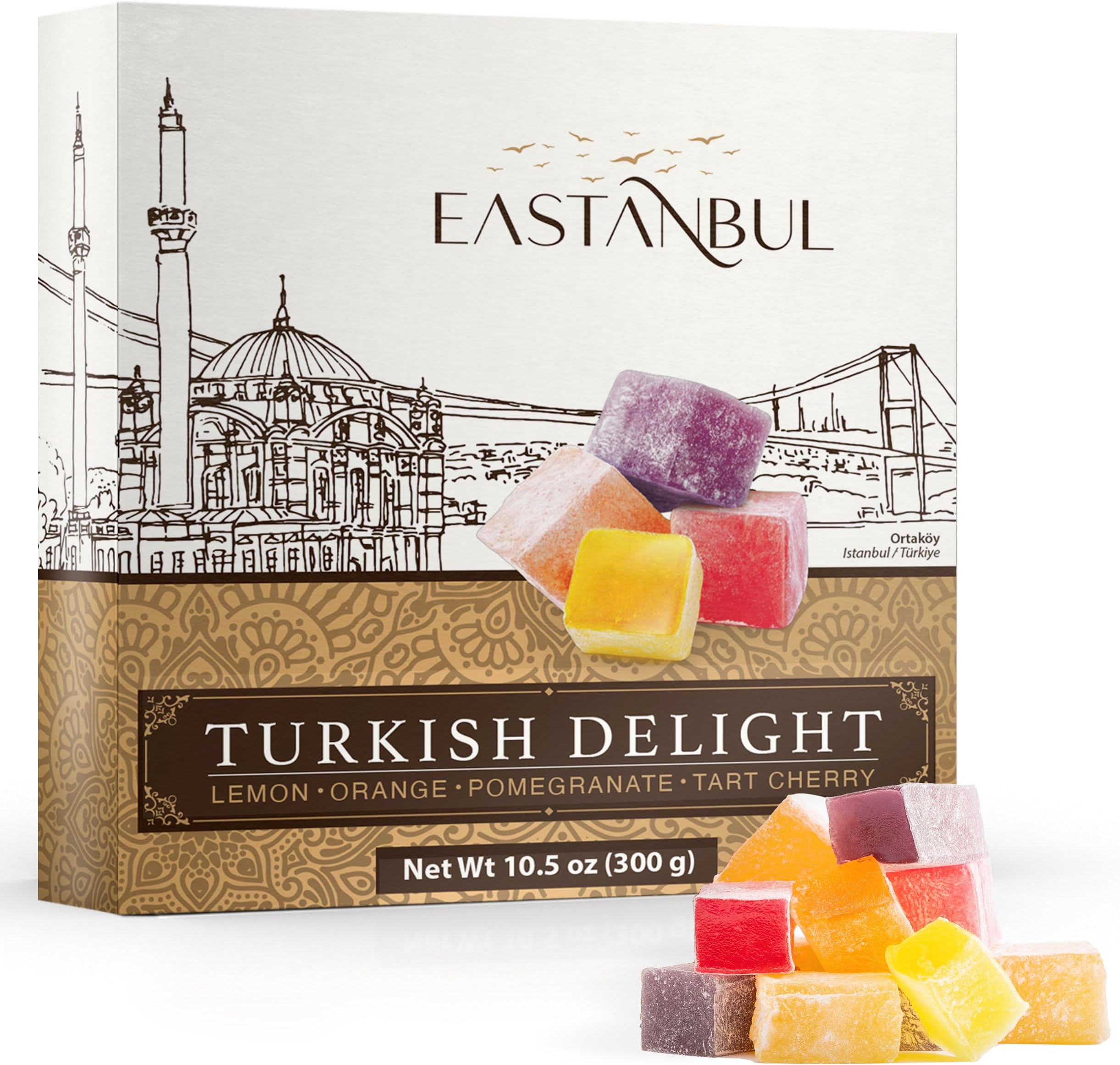Amazon.com : Eastanbul Turkish Delight Candy 10.5oz, 4 Flavors ...