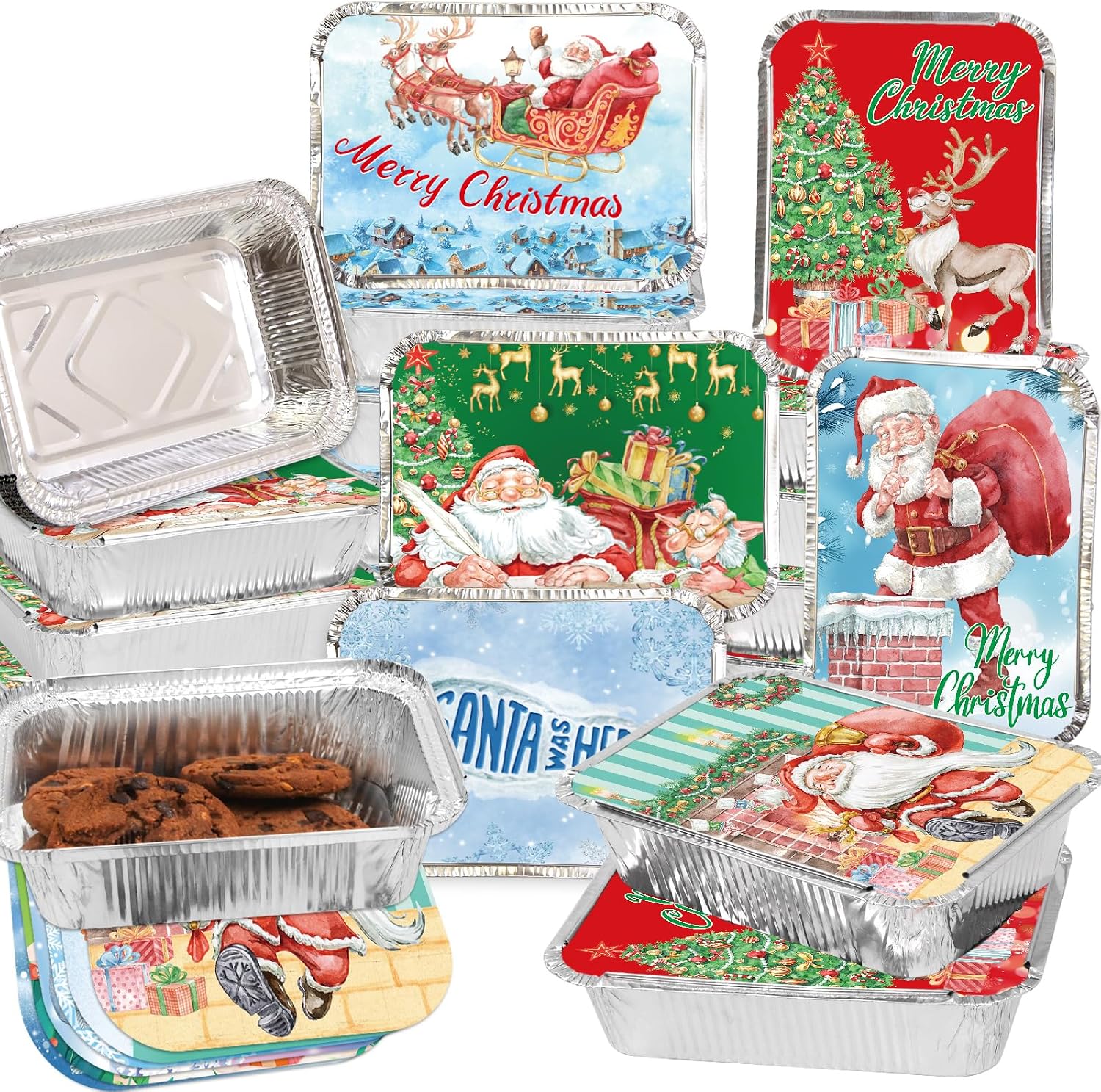 Amazon.com: WorldBazaar Santa Christmas Aluminum Food Containers with ...
