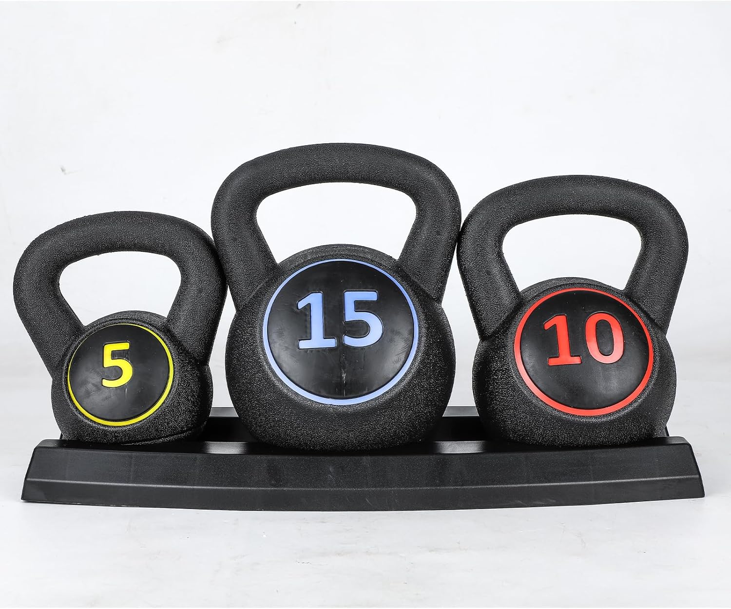 3 Pcs Kettlebell Set - 5lb, 10lb, 15lb Weight Lifting Training Kettle ...