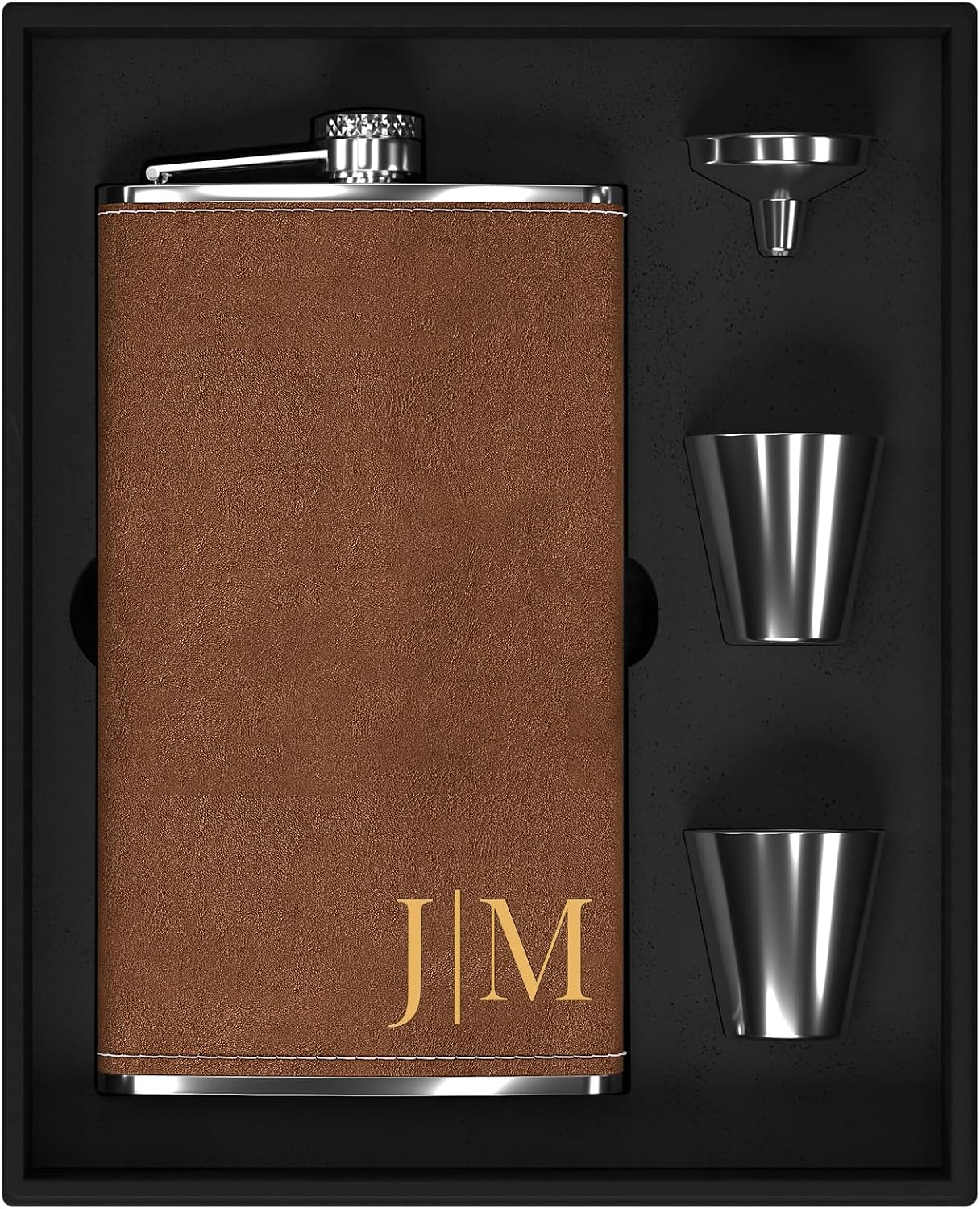 Amazon.com | Custom Flask Gift Set for Men - 12 oz, 304 Stainless Steel ...