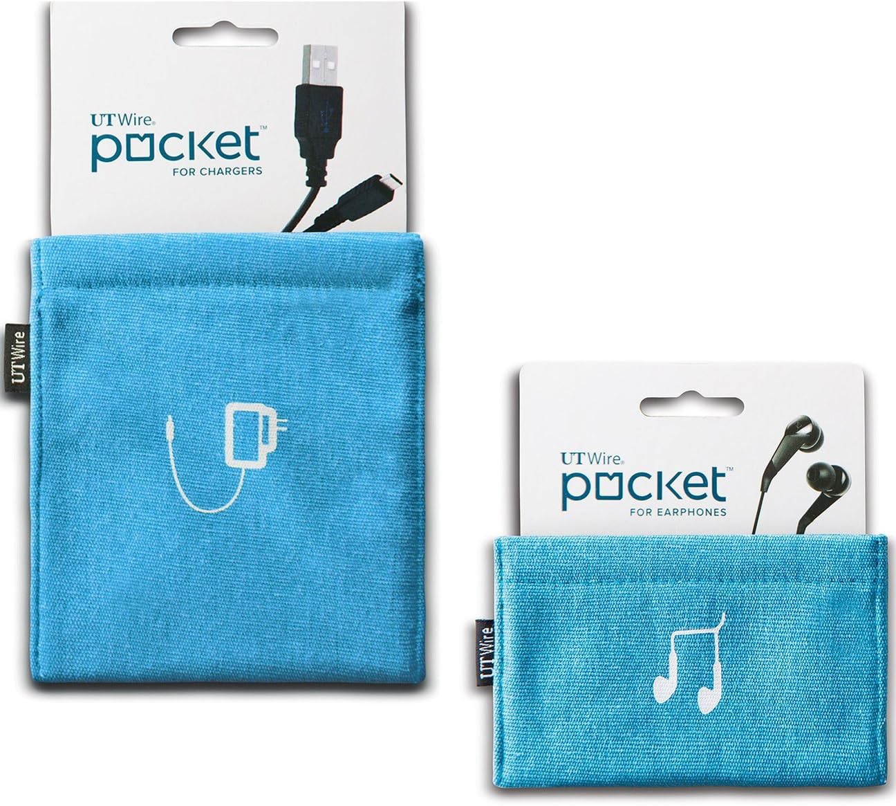 UT Wire Pocket Pouch Kit - Comes with 1 Charger & 1 Earbud Case - (Blue ...