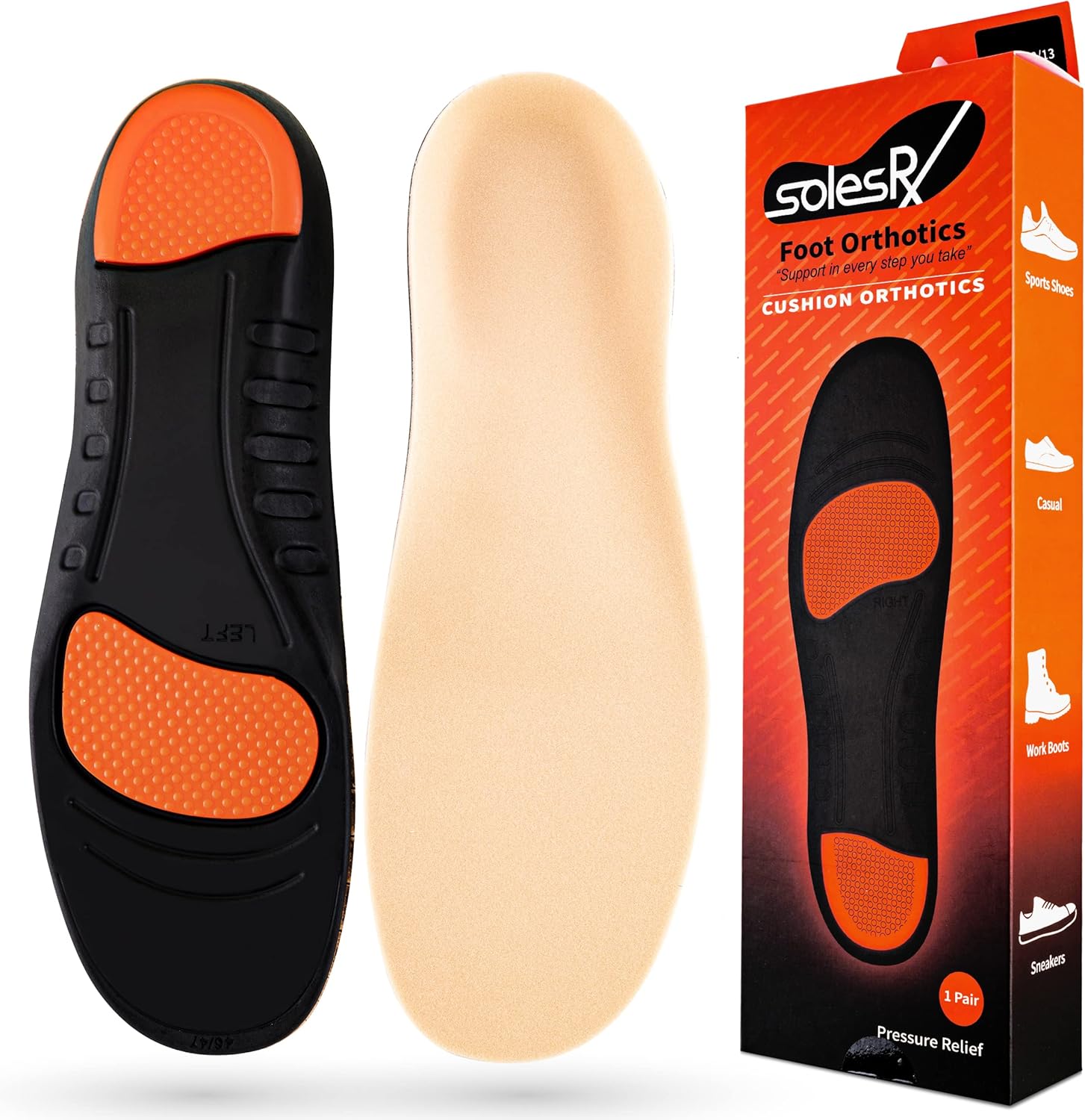 Amazon.com: SolesRX Arch Support Orthotic Inserts for Women 4-5 Shoe ...
