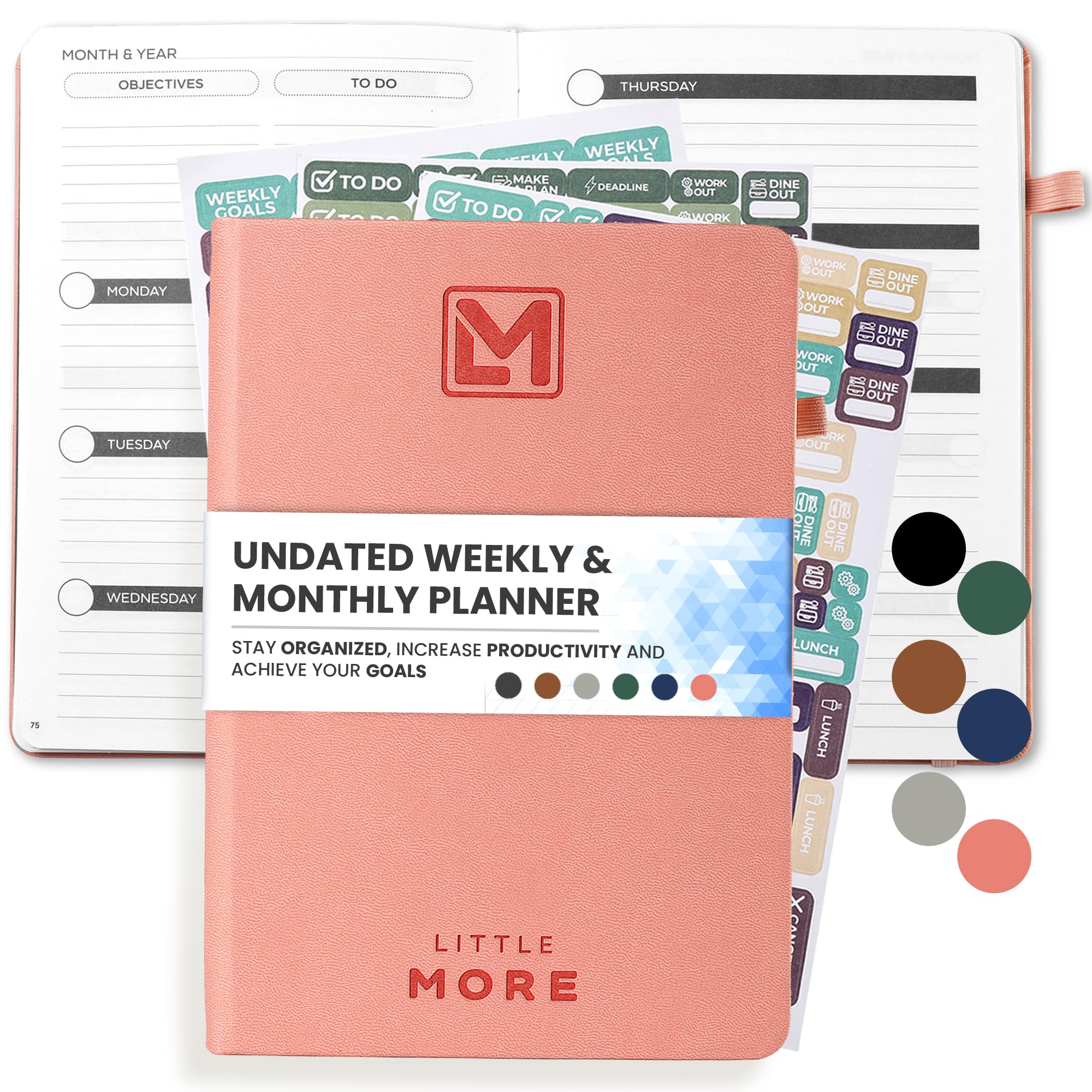 Amazon.com : Undated Weekly Planner 2024 with Planner Stickers - A5 (5. ...