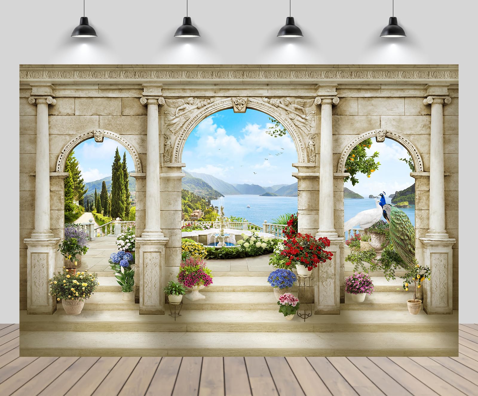 Amazon.com : CHNYWORK 7ftx5ft Vintage Terrace Backdrop Retro Europe ...