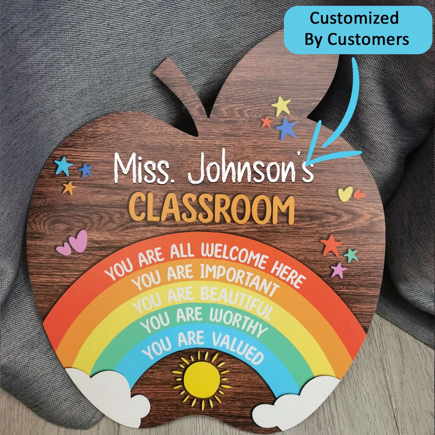 Welcome Sign Rainbow Customizable PVC Teacher Door Hanger Dacawin ...