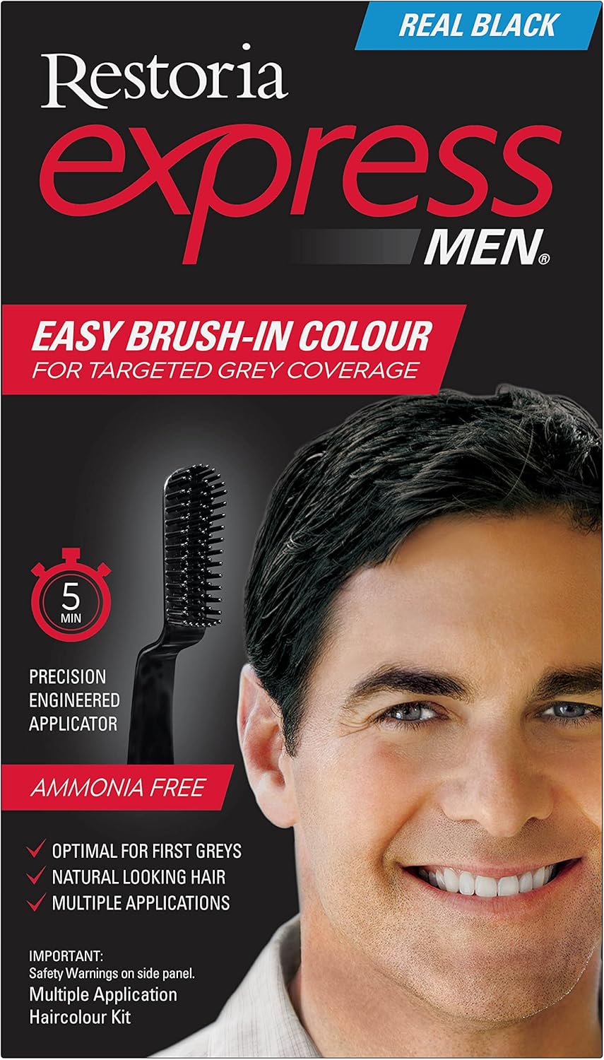 Restoria Express Brush-In Hair Colour, Grey Hair Coloring For Men ...