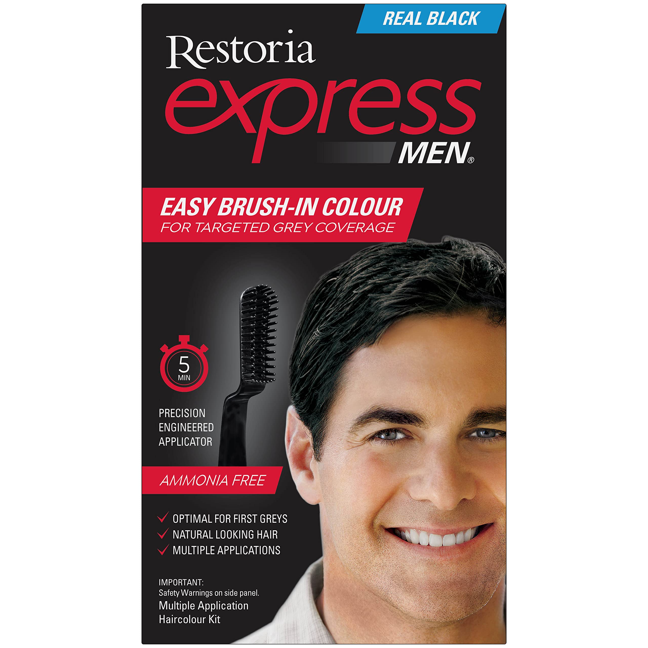Restoria Express Brush-In Hair Colour, Grey Hair Coloring For Men ...