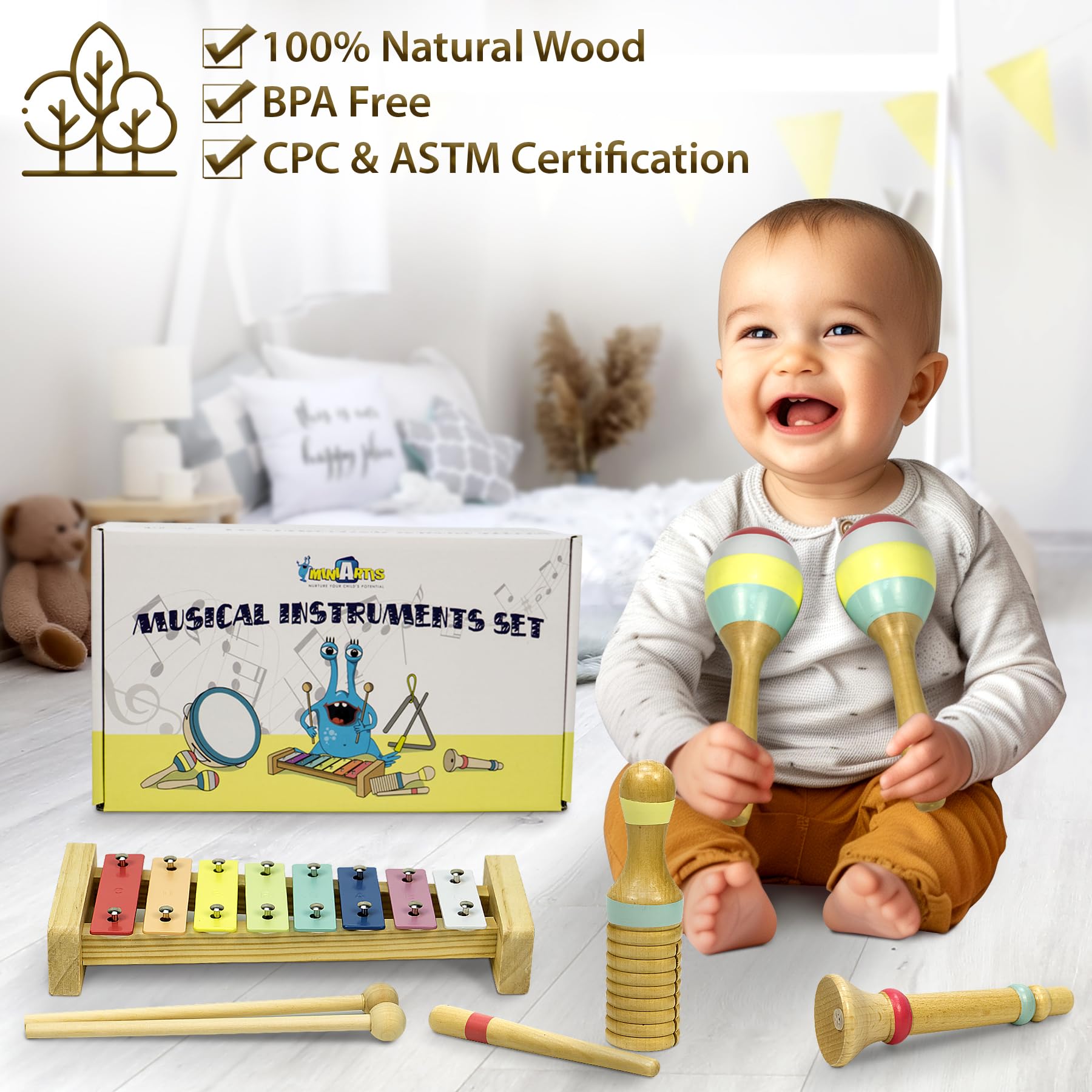 Snapklik.com : MINIARTIS Baby Musical Instruments Set - Montessori ...