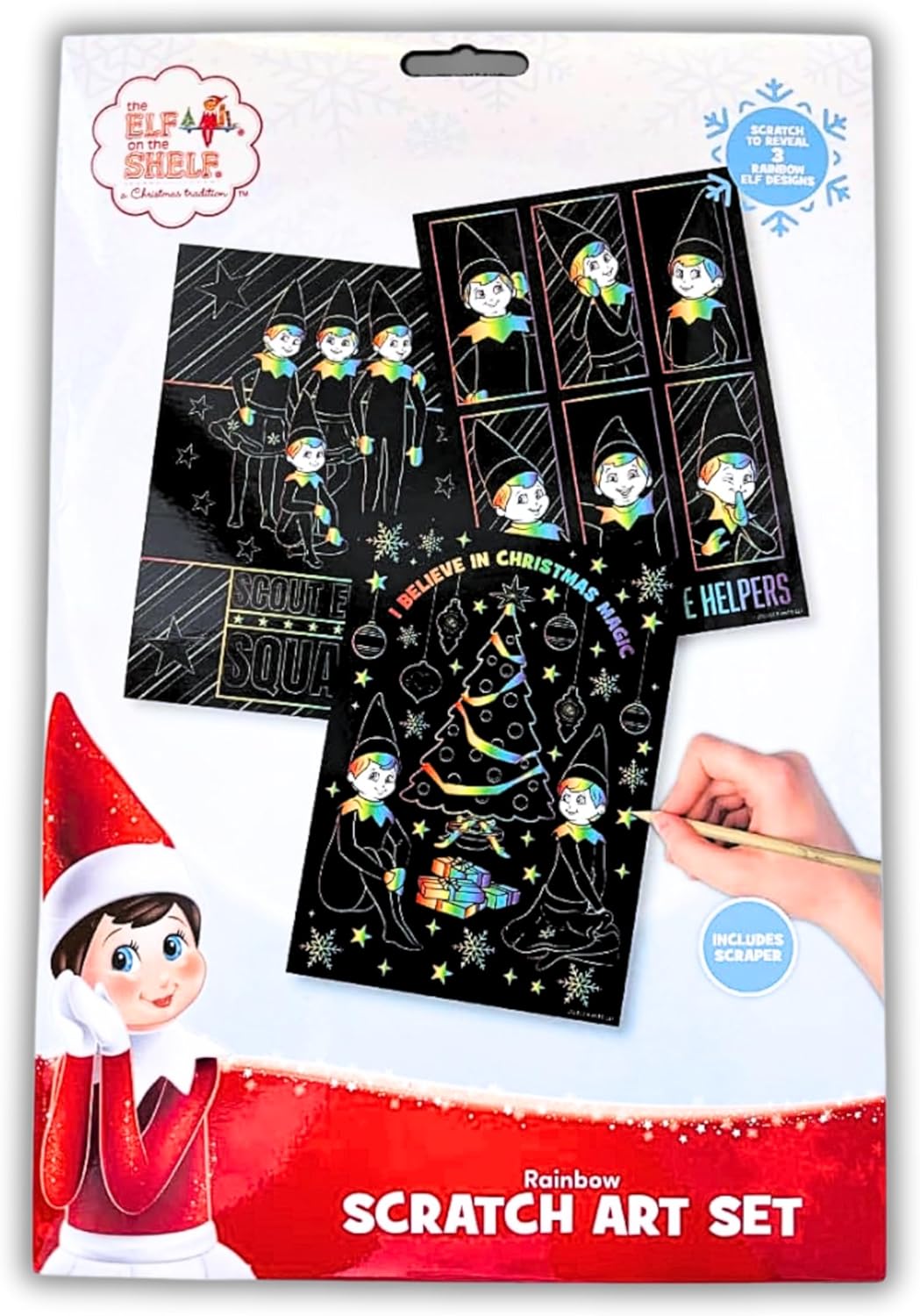 Elf on The Shelf Rainbow 3pk Scratch Art Set - Creative Fun for Kids ...