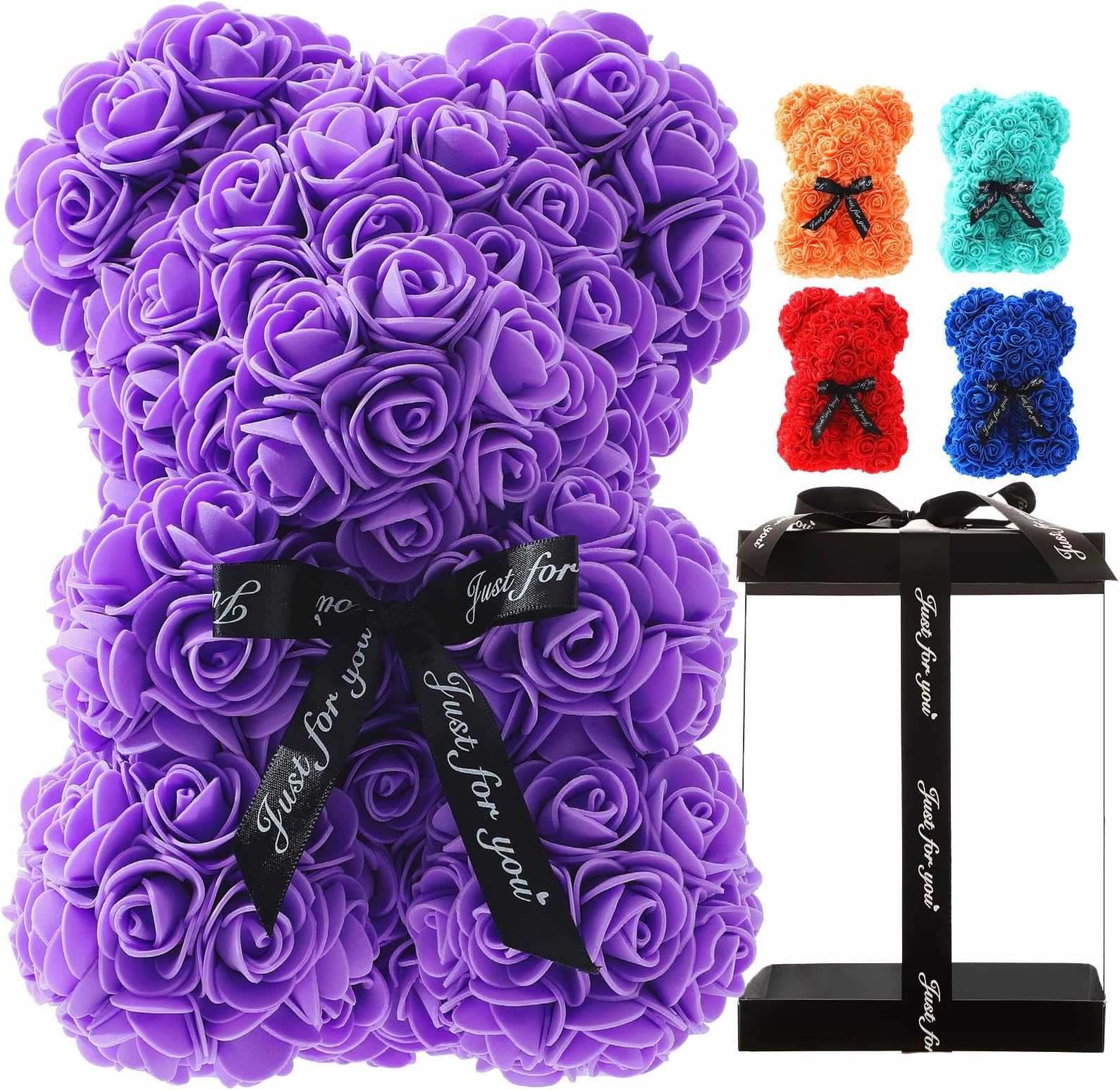 Amazon.com: Gifts for Women - Rose Bear - Rose Flower Bear Hand Made ...