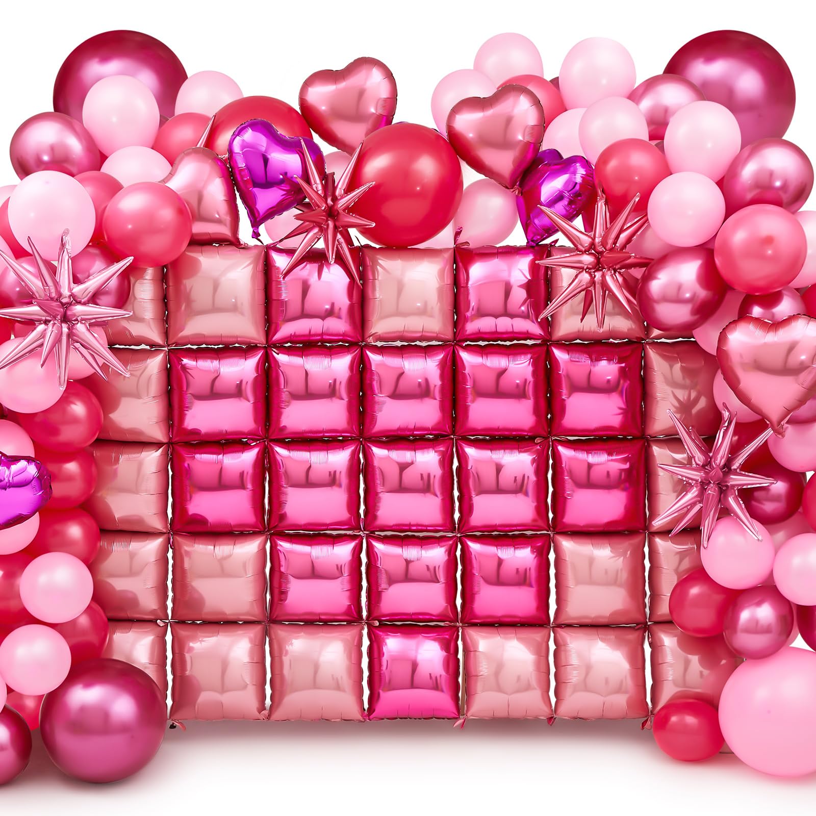 Amazon.com: Hungdao 142 Pcs Valentine's Day Hot Pink Square Foil ...
