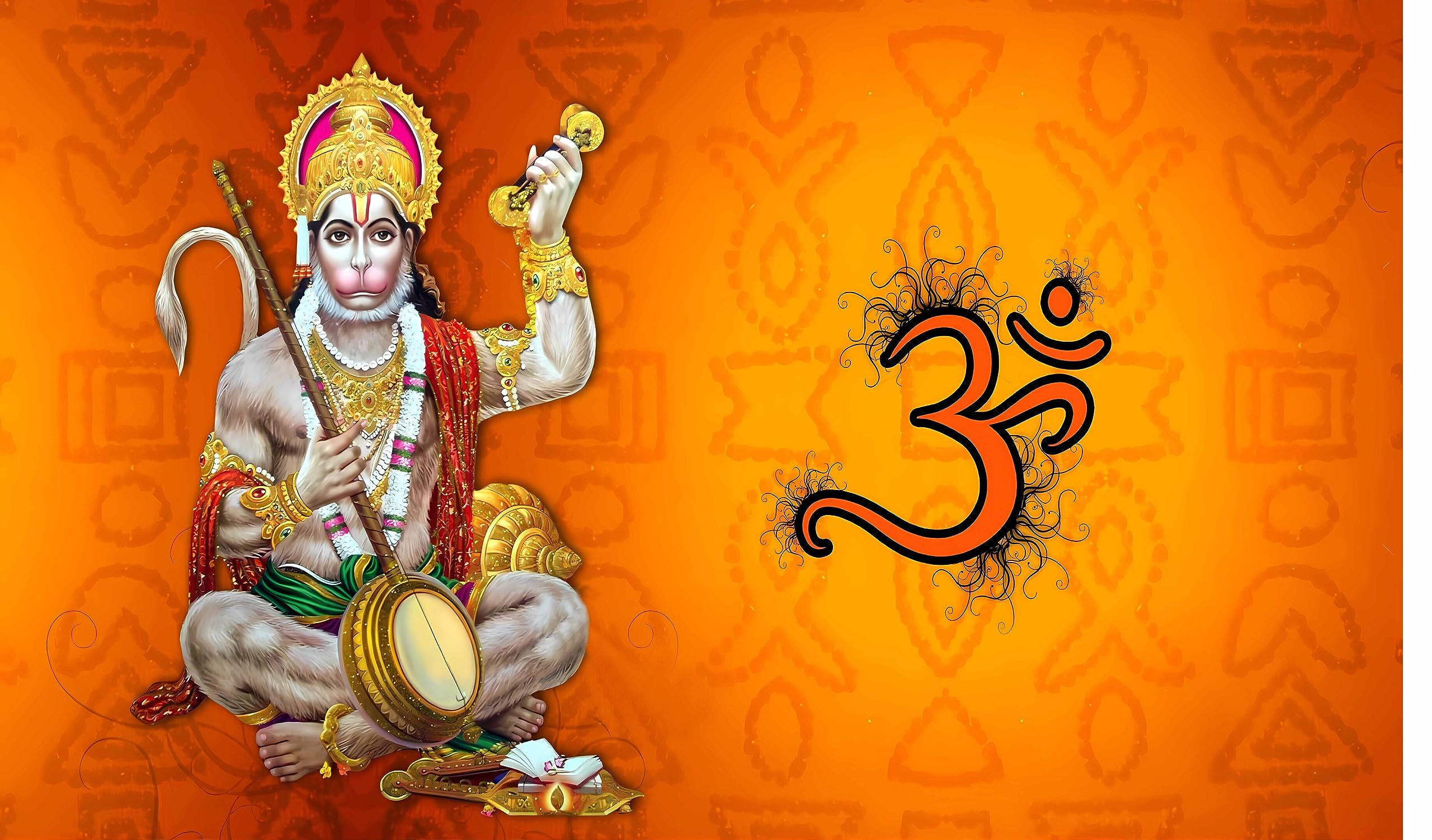 Backdropon Lord Hanumanji with Om Design Backdrop Backdrop for Pooja ...