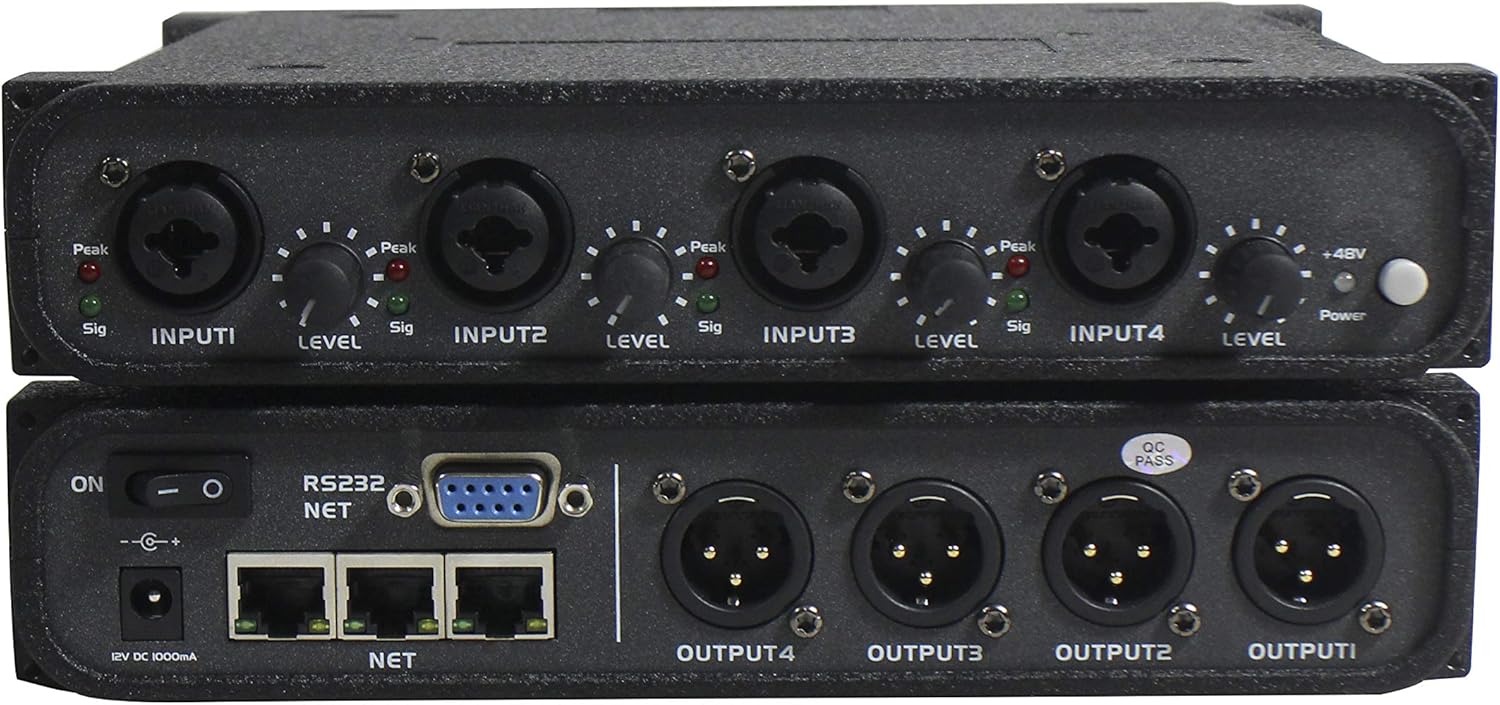 Ben & Fellows Dante 4 in 4 Out Audio Interface Transmitter with CAT5/6 Connector and XLR ...