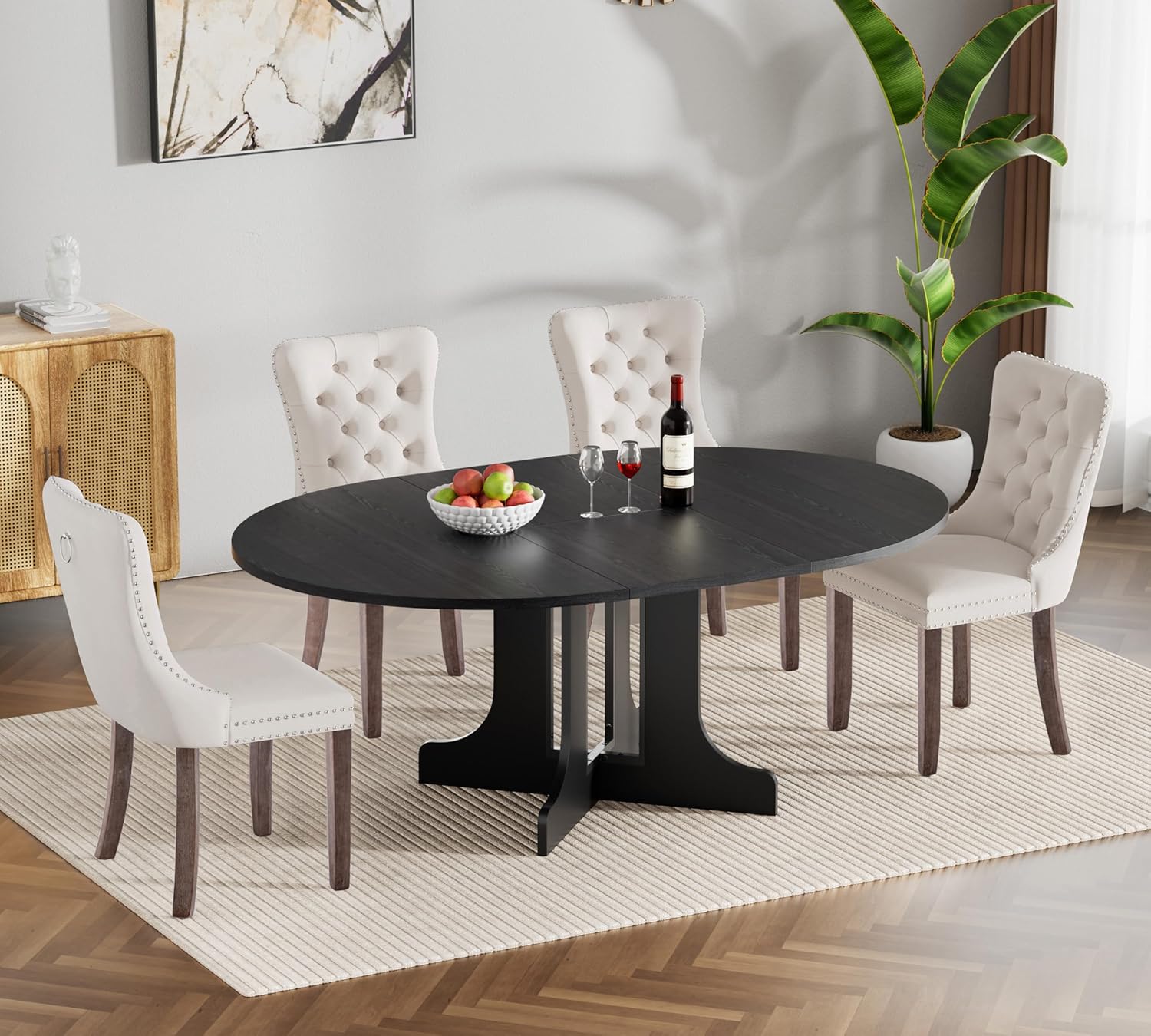 Amazon.com - 5 Piece Extendable Dining Table Set, Round Extendable ...