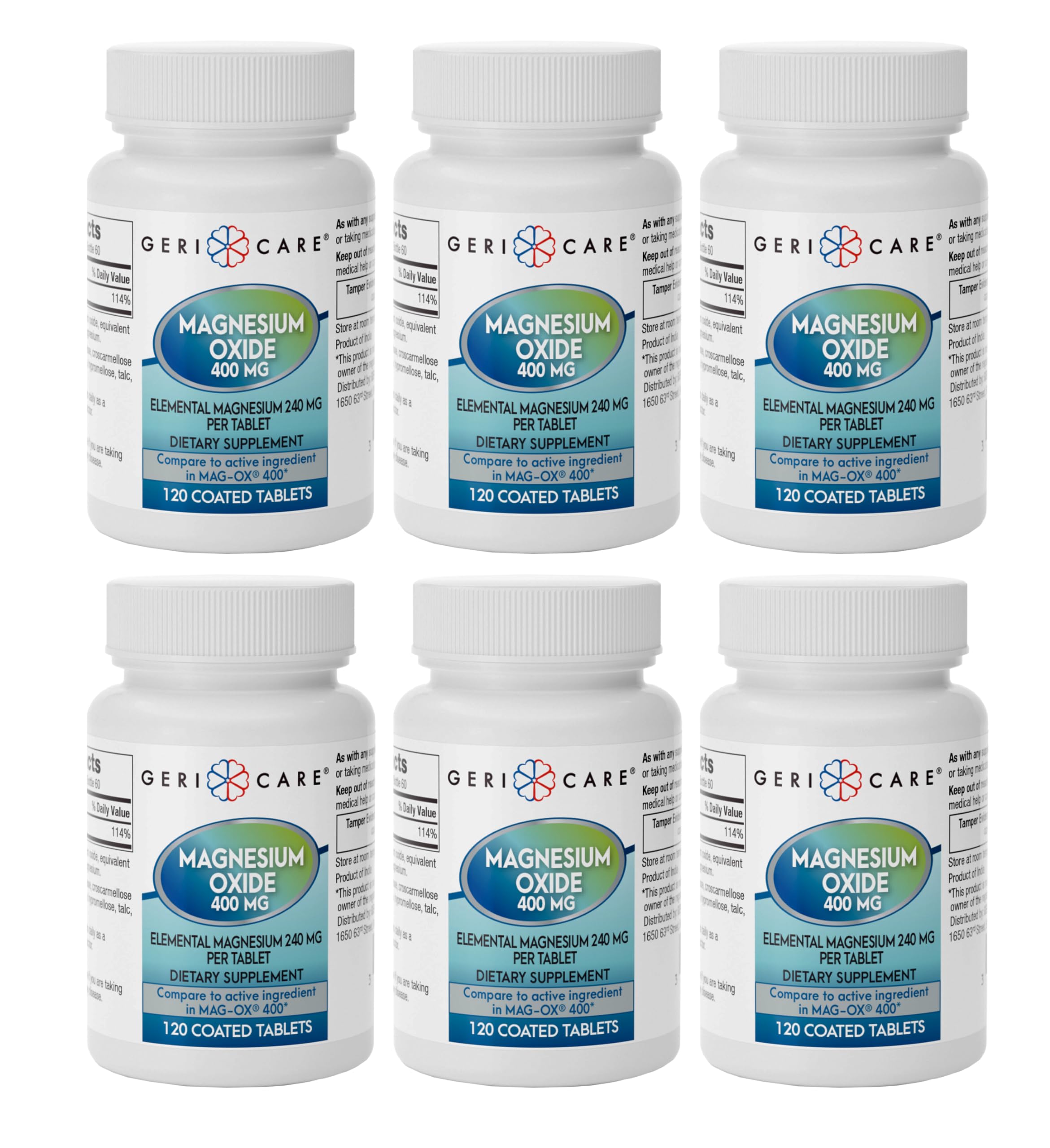 Buy Geri Care Magnesium Oxide 400 mg, 120 s Per Bottle (6 Bottles ...