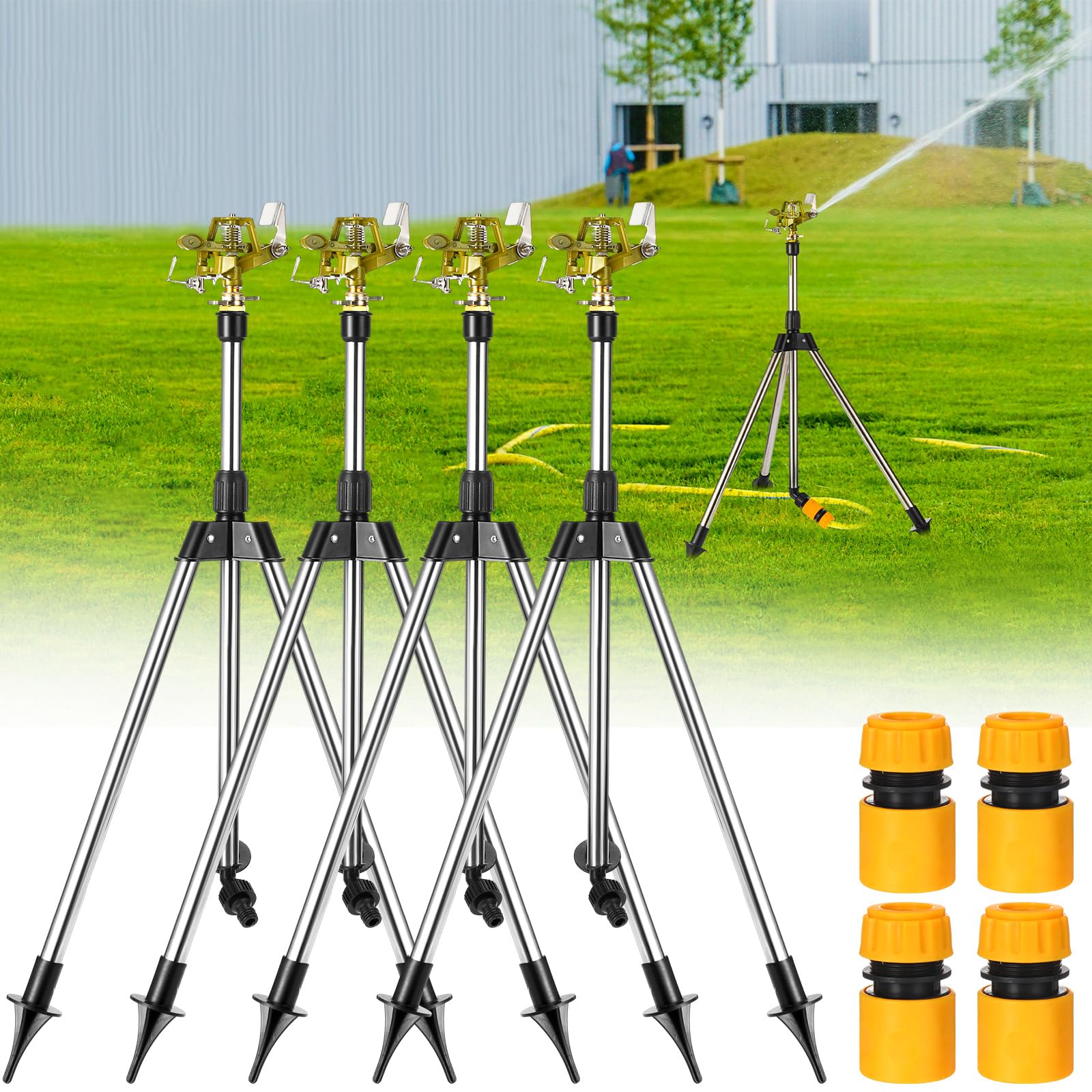 Blulu Impact Sprinkler on Tripod Base 360 Degree Large Area Irrigation ...