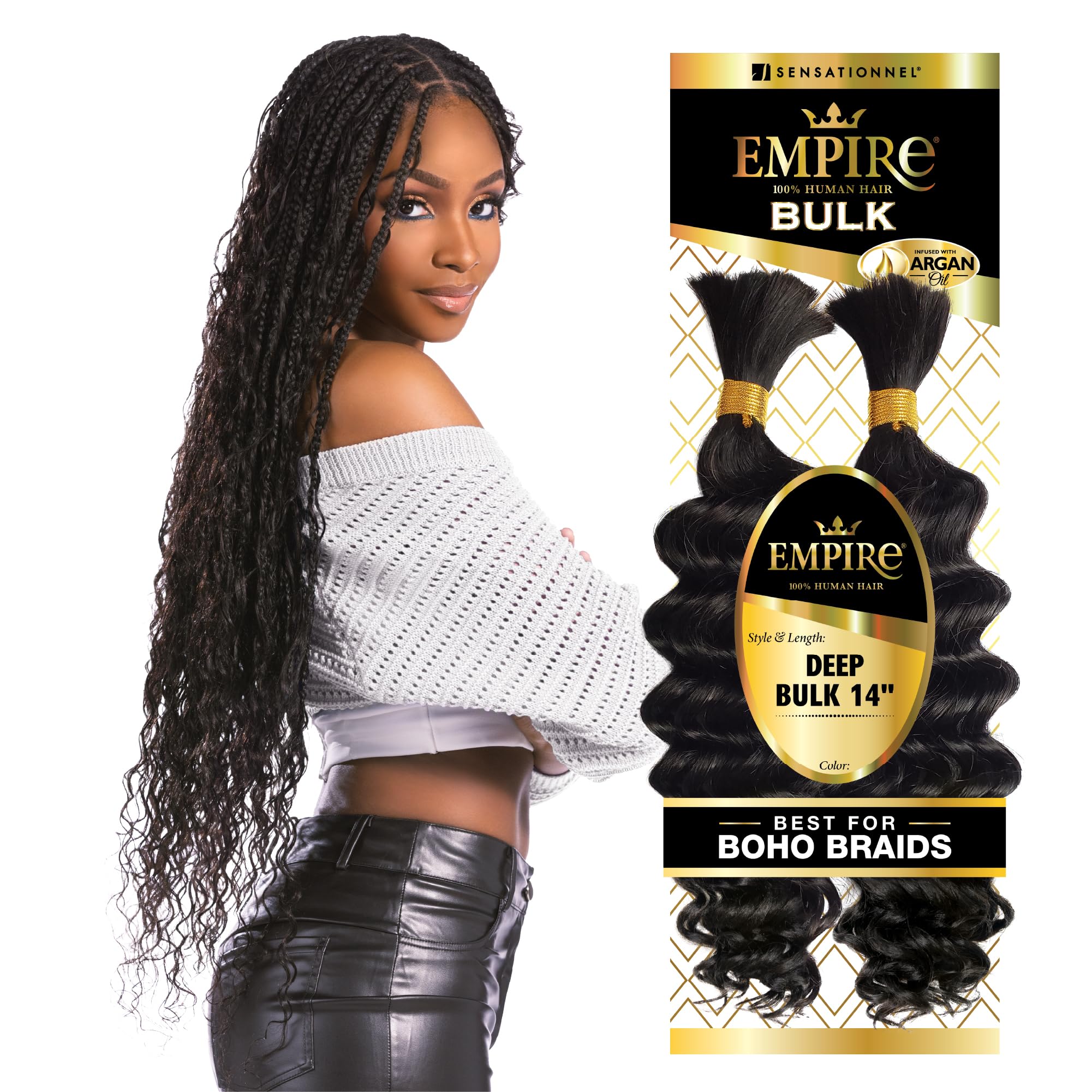 Snapklik.com : Sensationnel Empire Bulk Braiding Deep Human Hair Braids For Knotless Boho Box Or ...