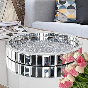 Amazon.com: HMRCYTE Round Mirror Decorative Tray, 13.78 inches Large ...