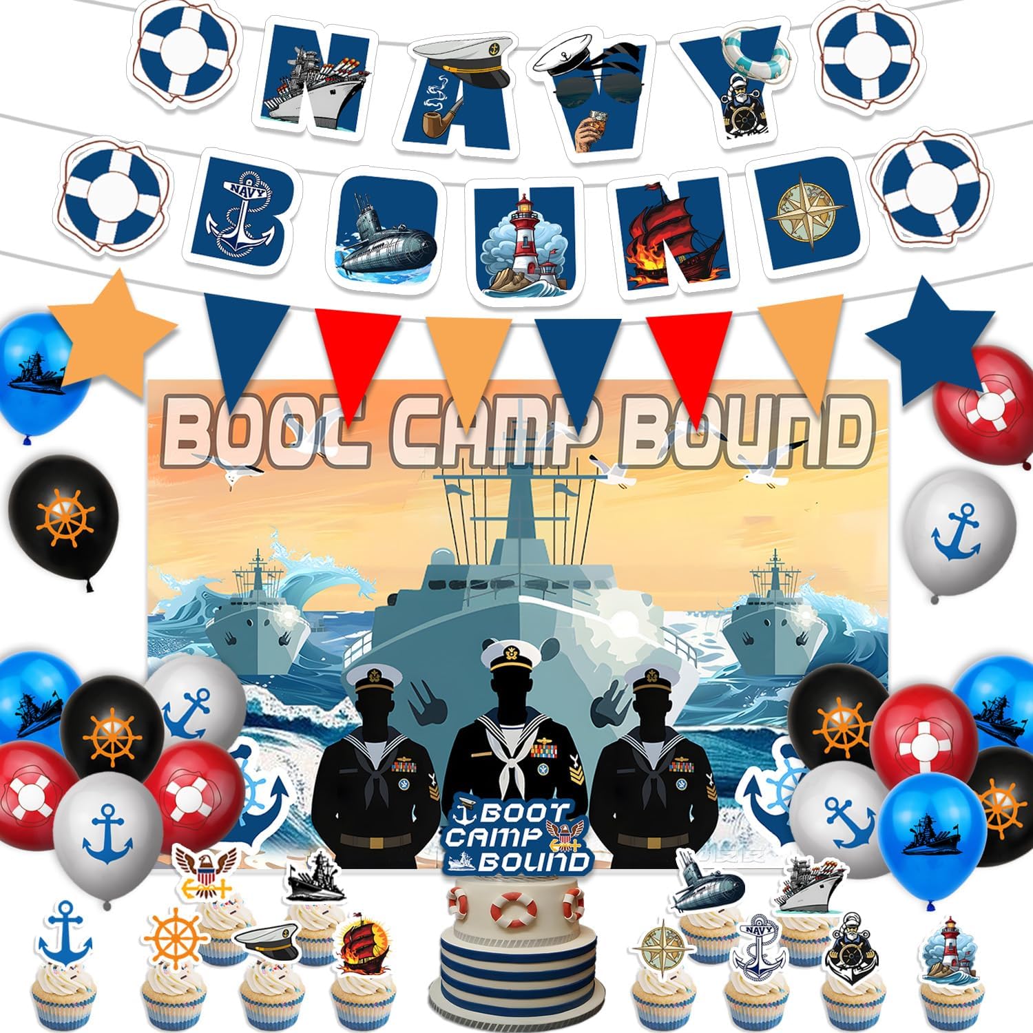 Amazon.com: Navy Party Decorations Includes Navy Military Balloons-Navy ...
