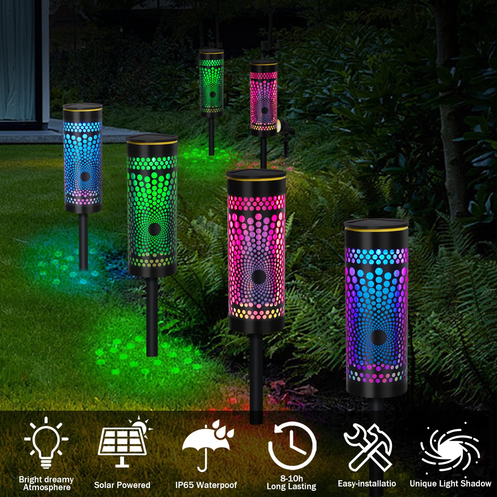 Snapklik.com : Solar Pathway Lights Outdoor, 4 Pack Color Changing ...