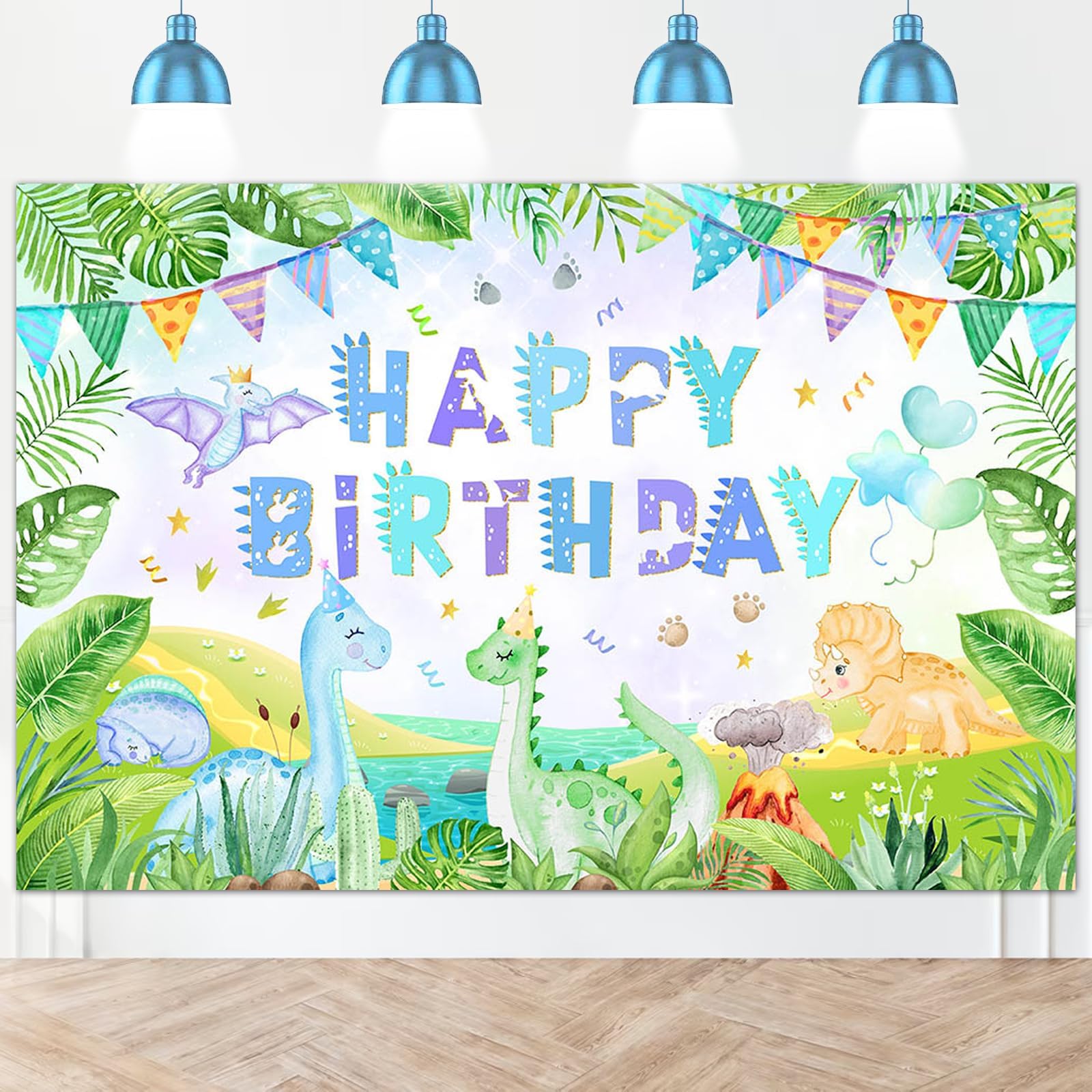 Amazon.com : Avezano 5x3ft Dinosaur Birthday Backdrop Watercolor ...