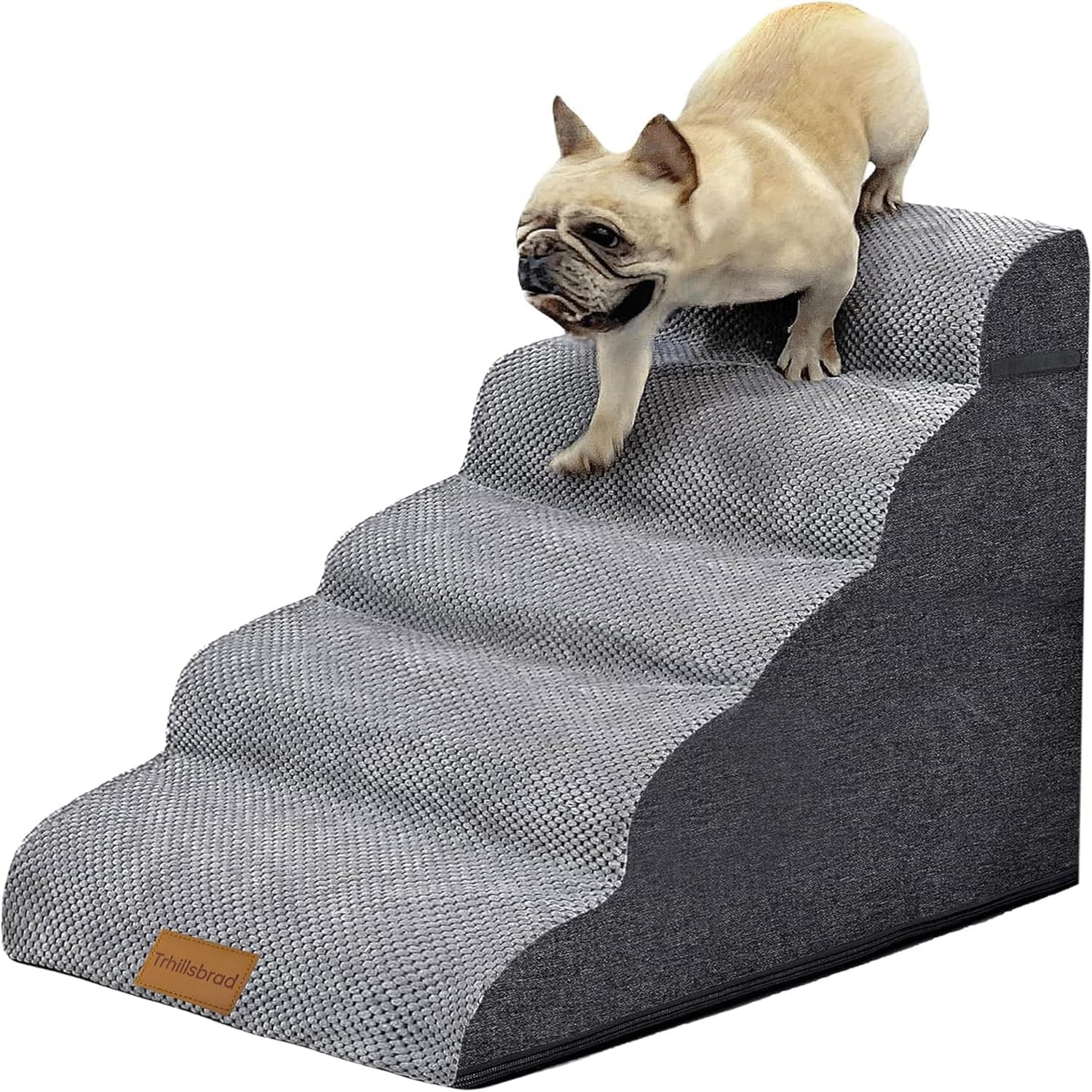 Wide Dog Steps Stairs for Bed 5 Steps 62 cm High for Dogs, Dog Ramp ...
