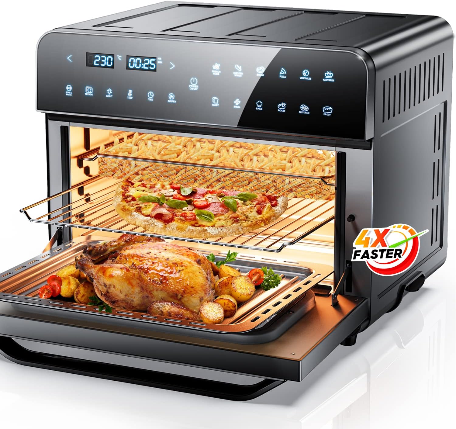 25L Convection Oven Digital Countertop Convection Mini Oven 12 In 1